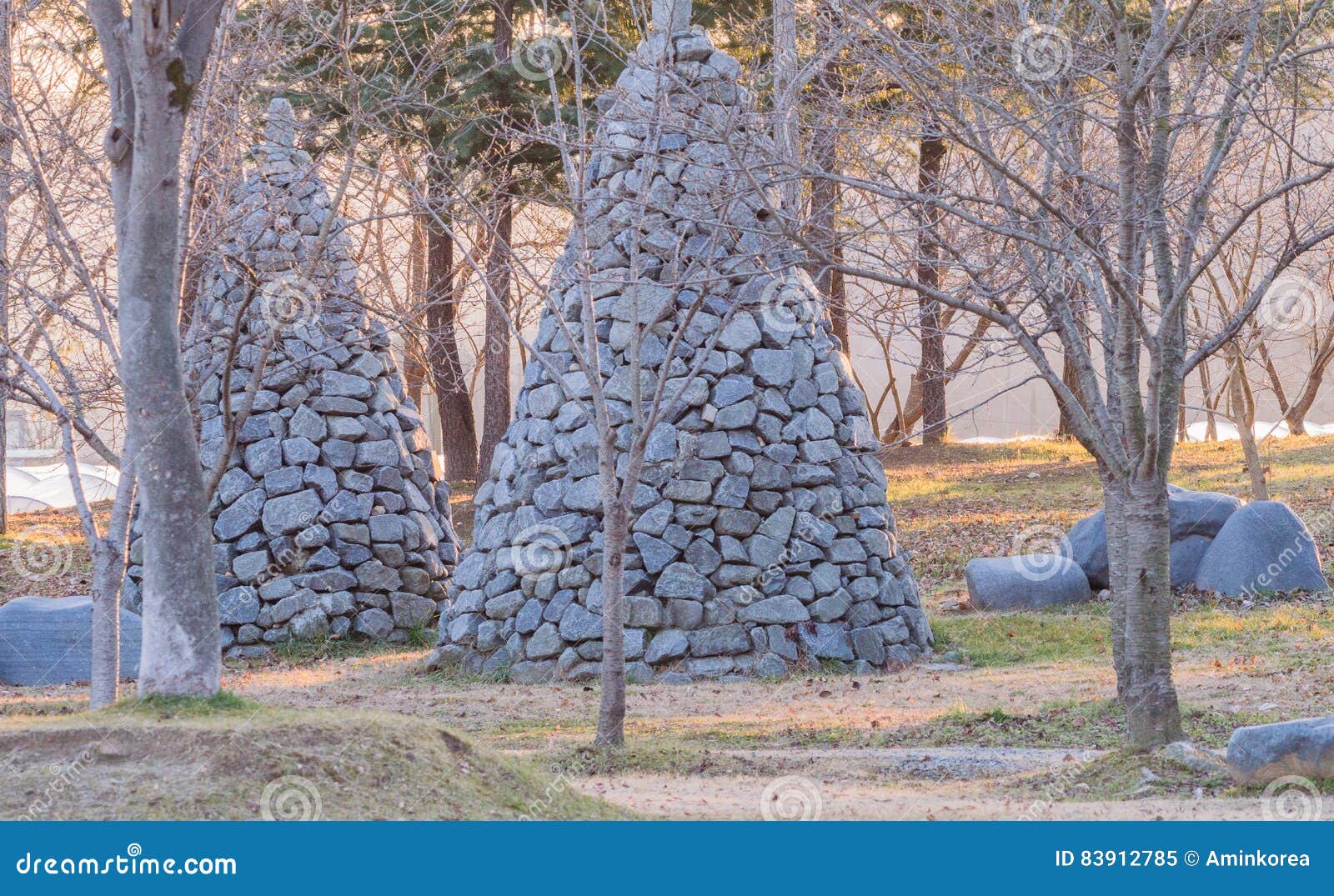 Two Stone Columns Build in the Shape Cones Stock Image - Image of shape ...