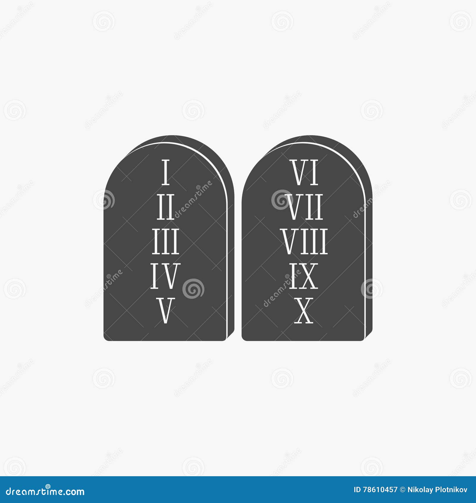 Two Stone with Ten Commandments Icon on Grey Background. Stock Vector ...