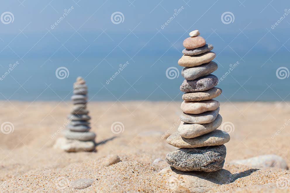 Two Stone Tower on the Beach Stock Image - Image of built, freedom ...