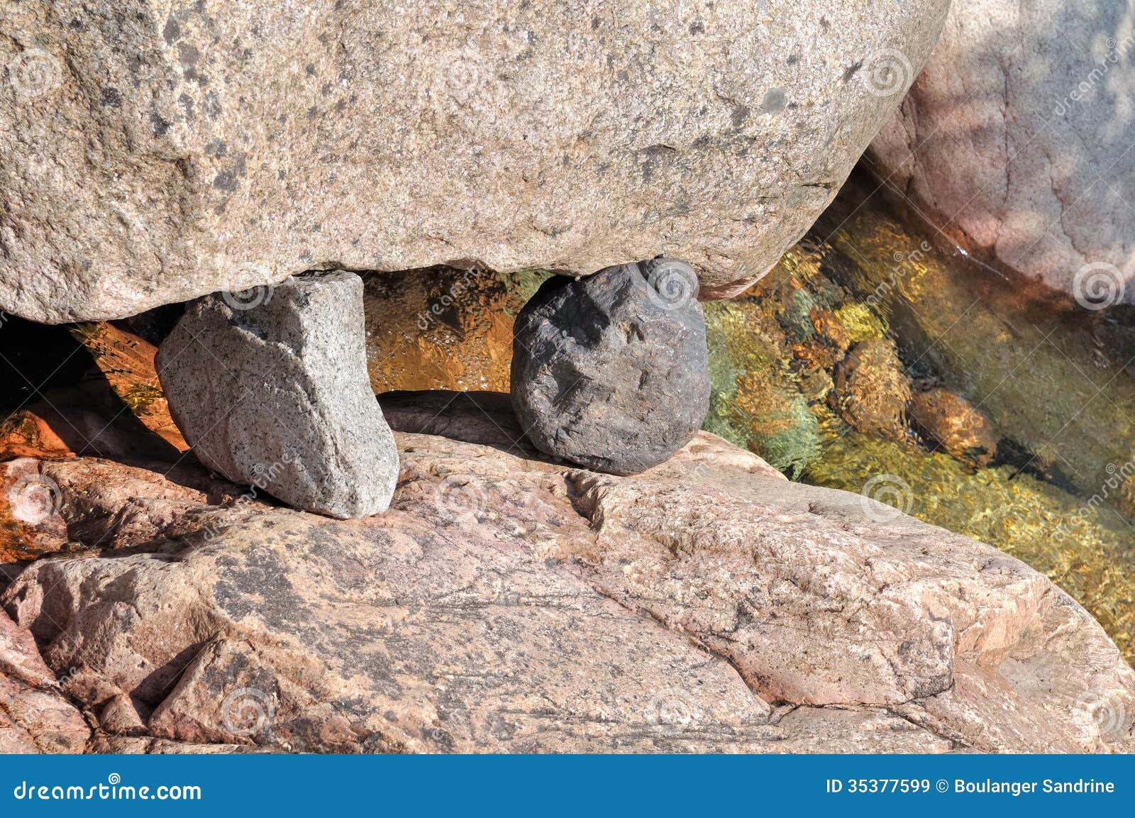 Two stones wedged stock image. Image of river, rock, stuck - 35377599