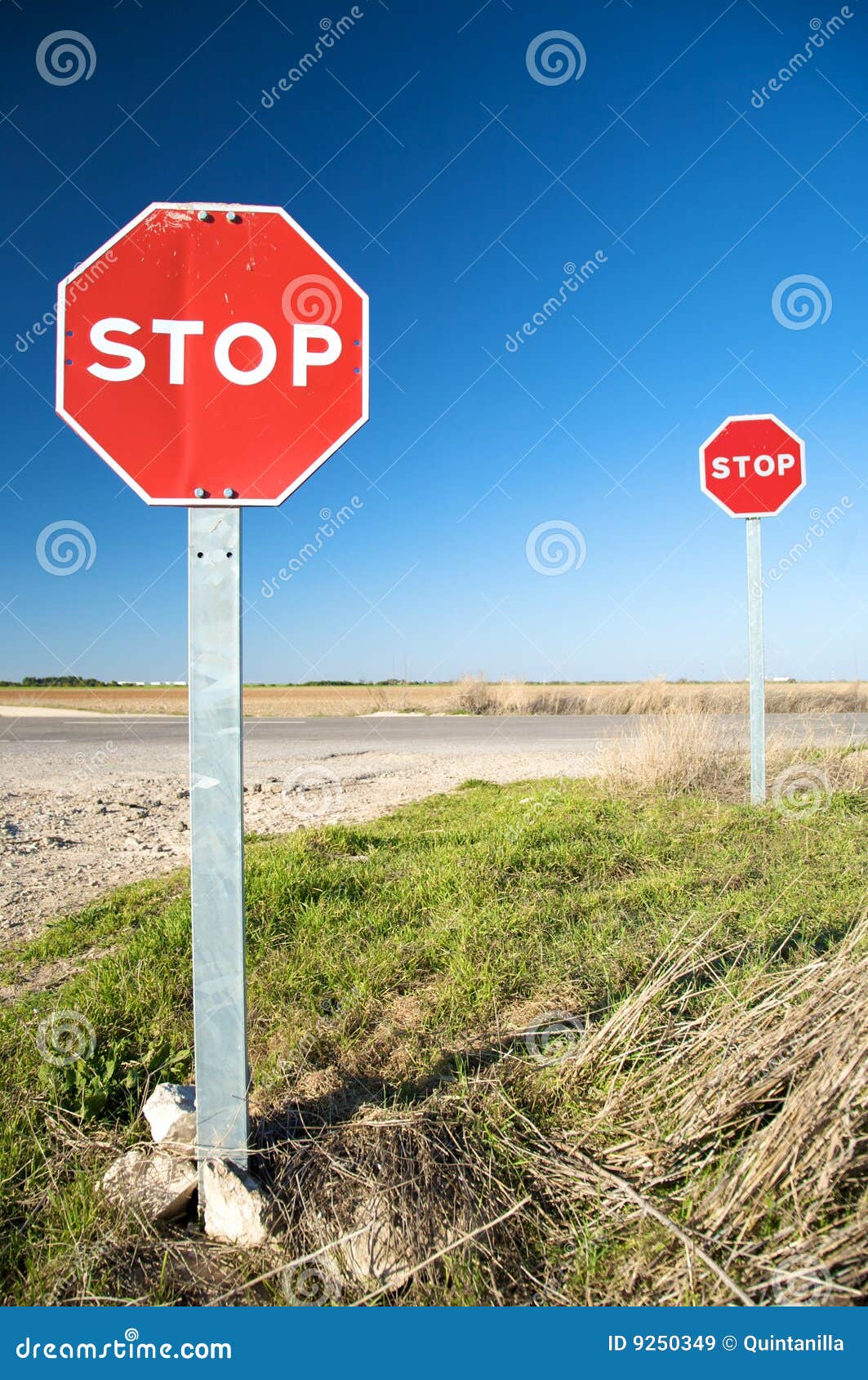 Two stop signals stock image. Image of stop, road, roadway - 9250349