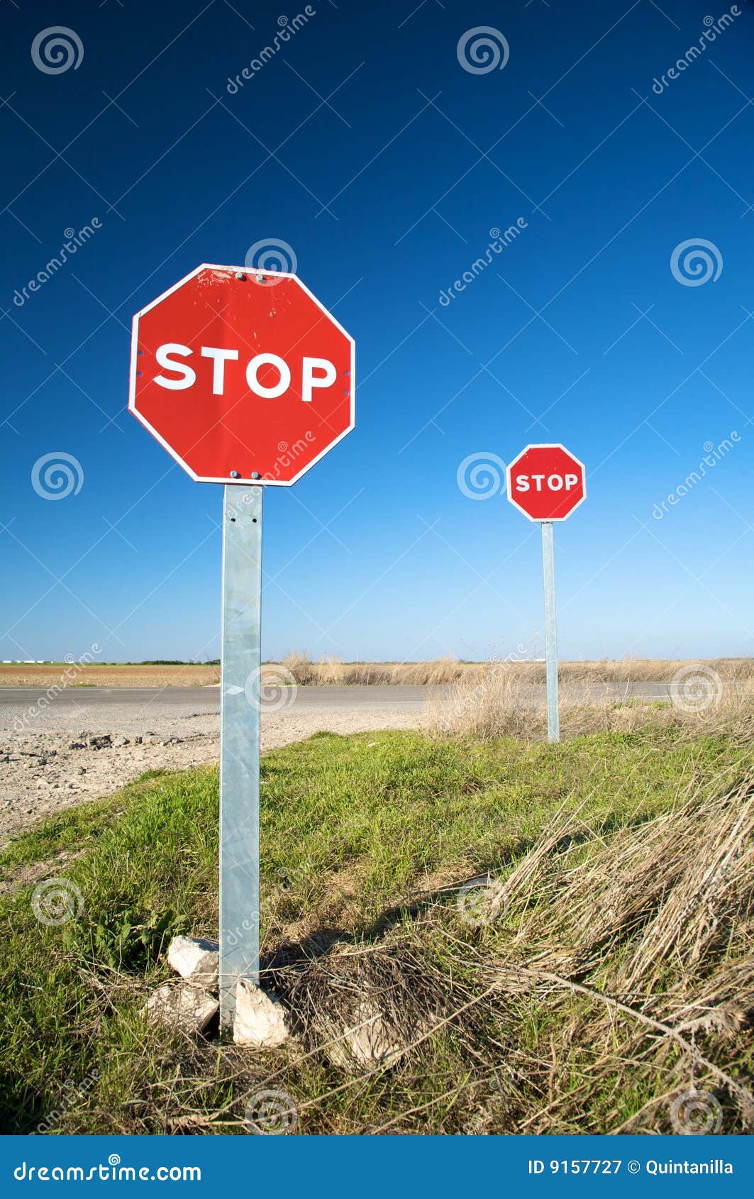 Two stop traffic signs stock image. Image of warning, transport - 9157727