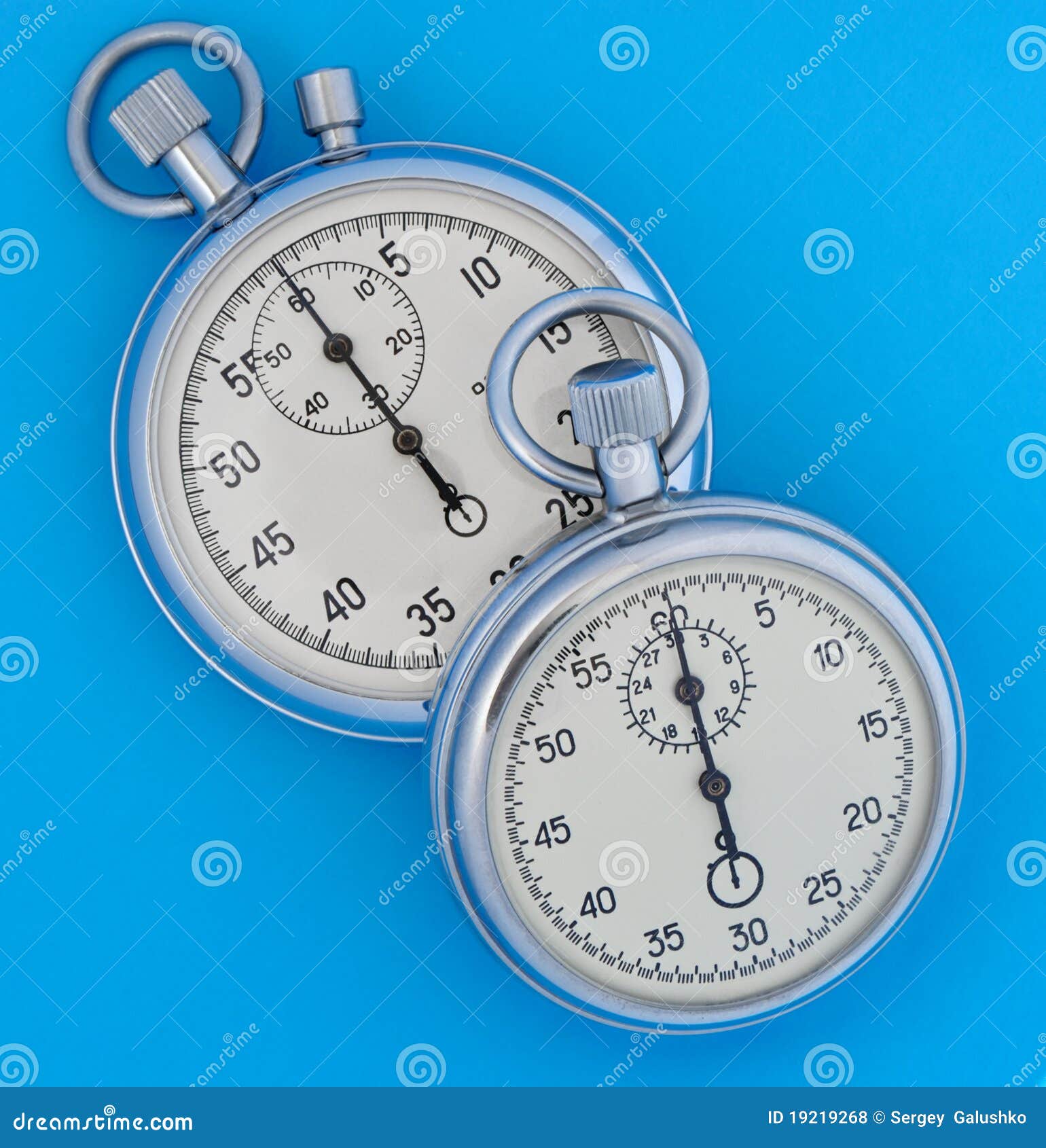Two stopwatch on blue stock photo. Image of speed, meter - 19219268