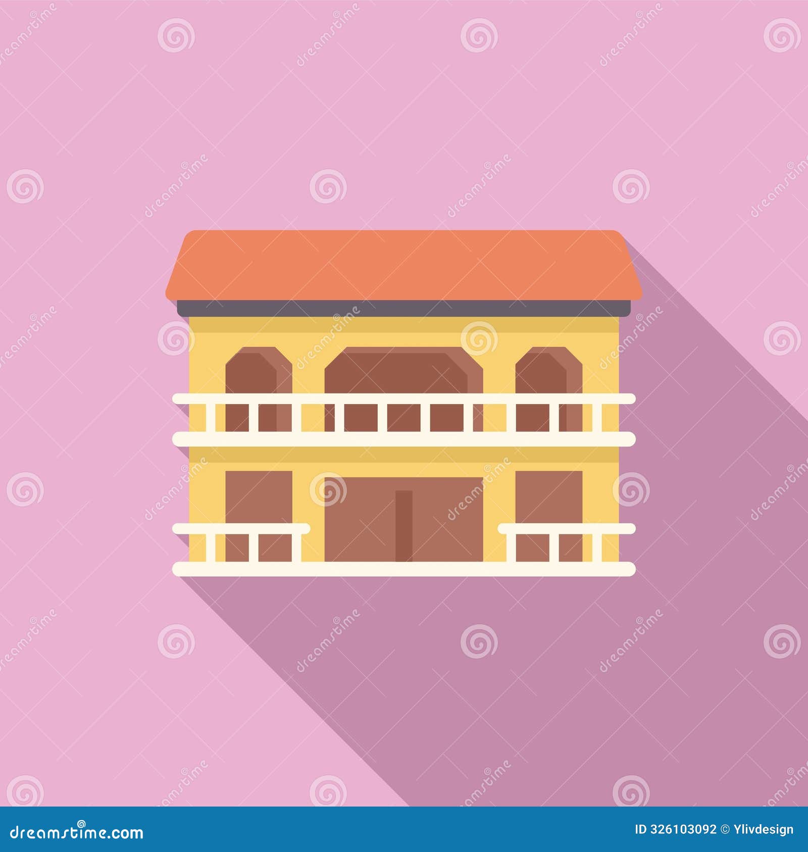 Two Storey Building with Balconies is Casting Long Shadow Stock ...