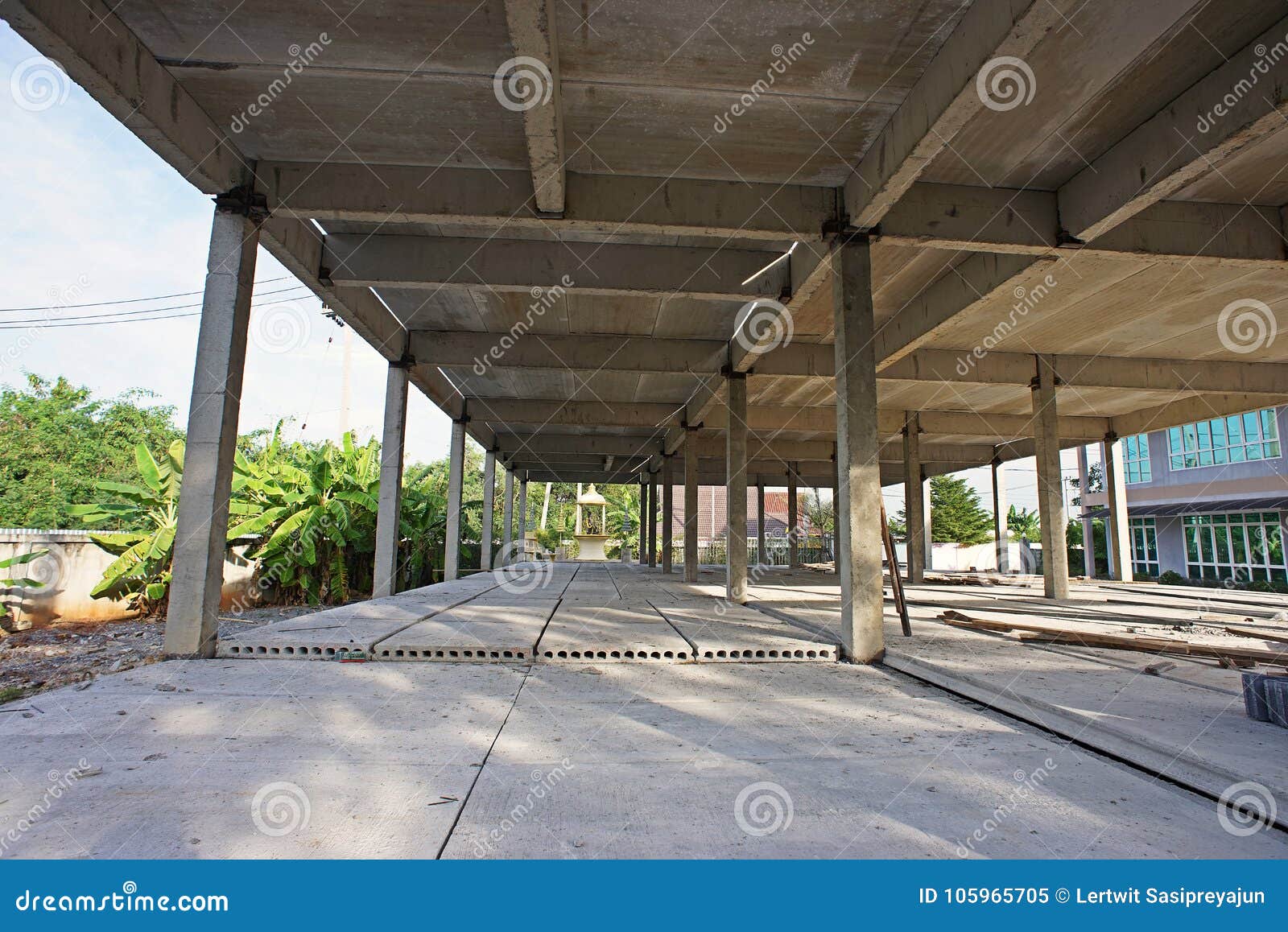 Two Storey Building Construction Stock Image - Image of storeys, work ...