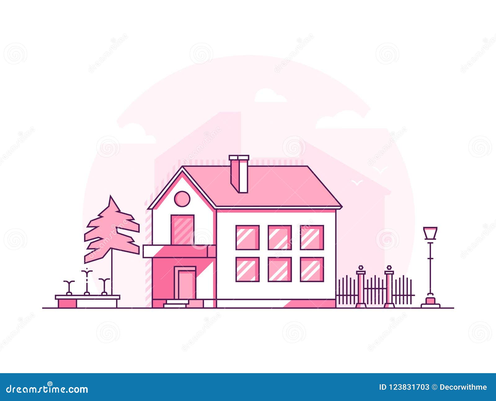 The Two-storey Building - Cafe. Street Terrace. Cartoon Vector ...