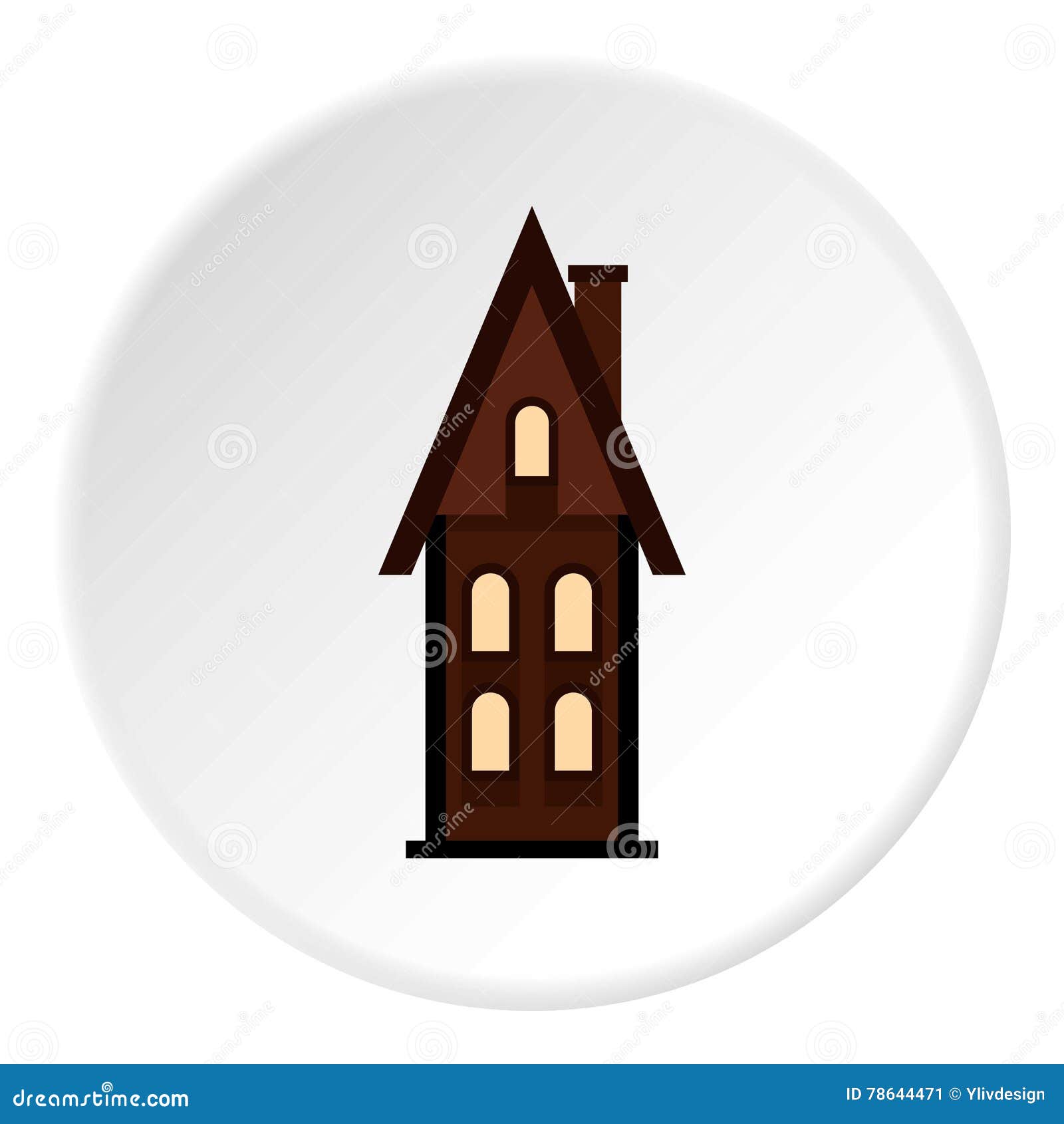 Two Storey House with Attic Icon, Flat Style Stock Vector ...