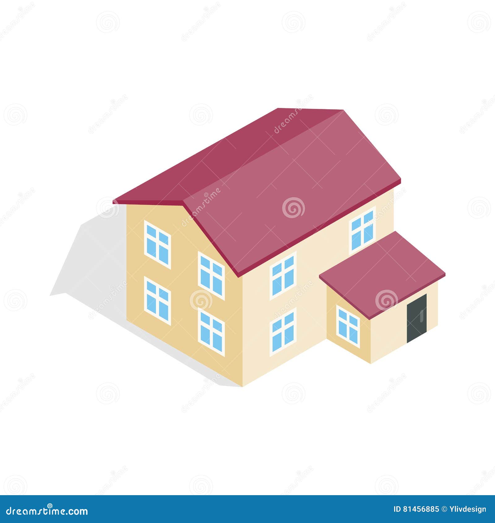 Two Storey House Icon, Isometric 3d Style Stock Vector - Illustration ...