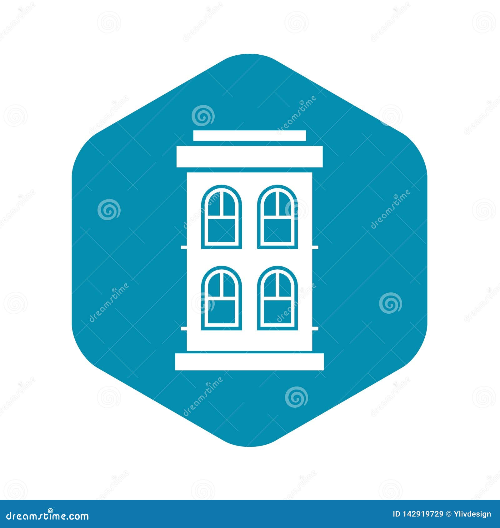 Two-storey House with Large Windows Icon Stock Vector - Illustration of ...