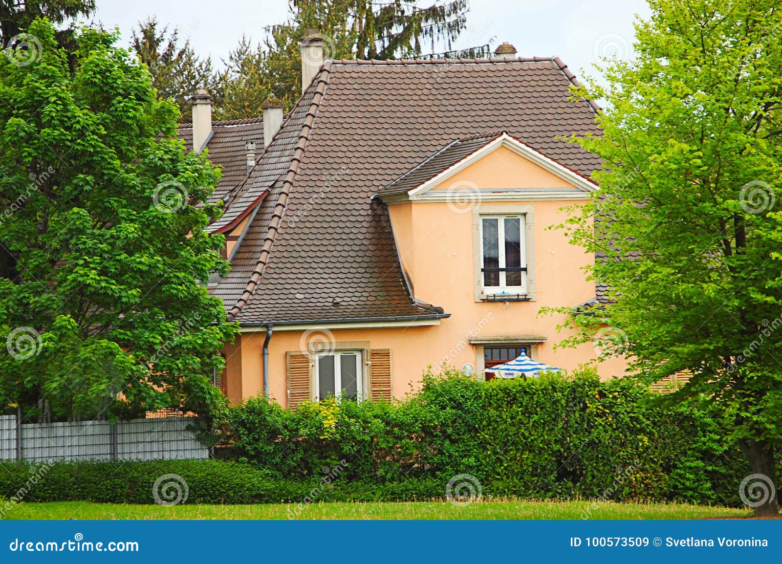 Two-storey House among the Trees Stock Image - Image of luxury ...