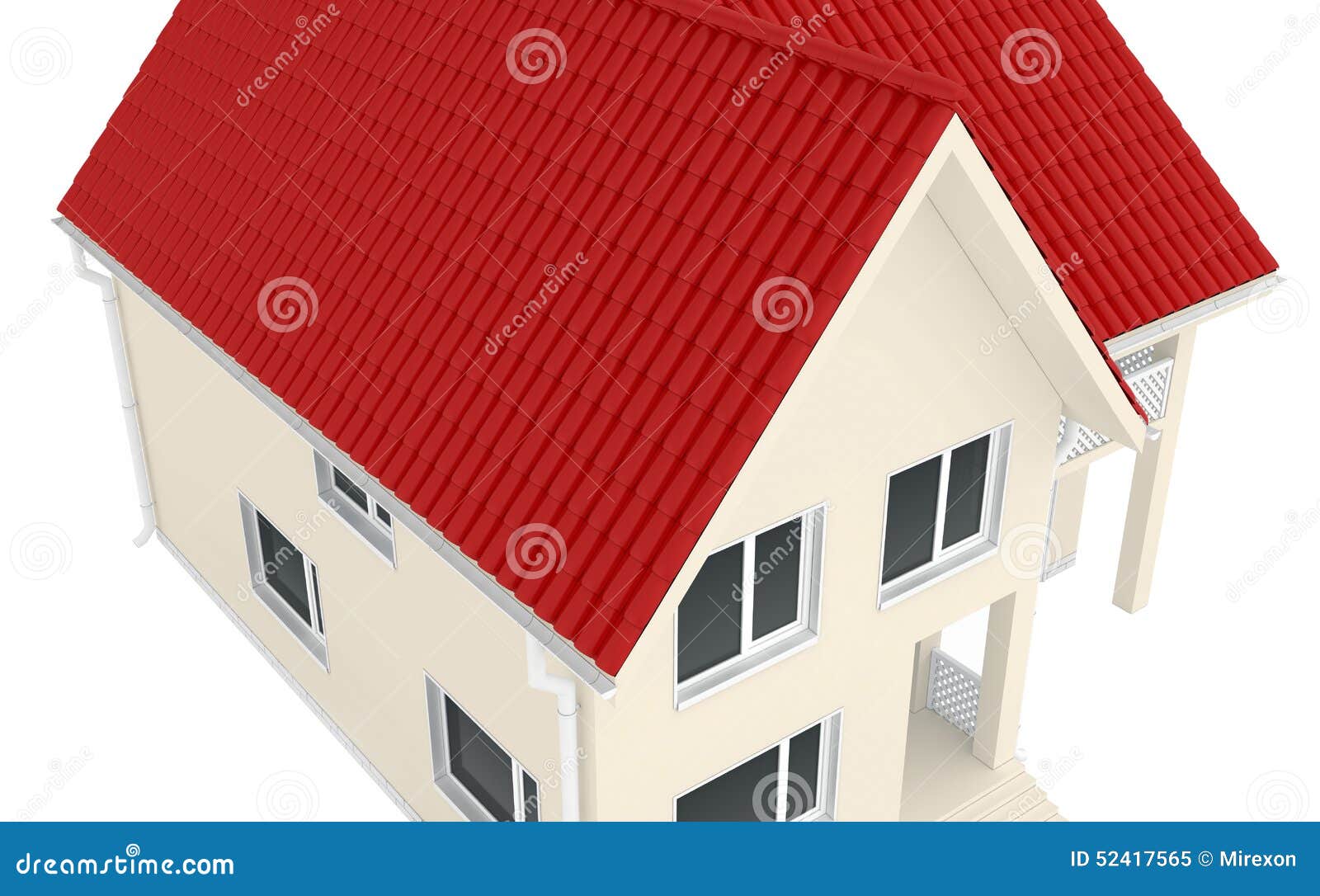 Two-storey Huis Met Een Rood Dak Stock Illustratie - Illustration of ...