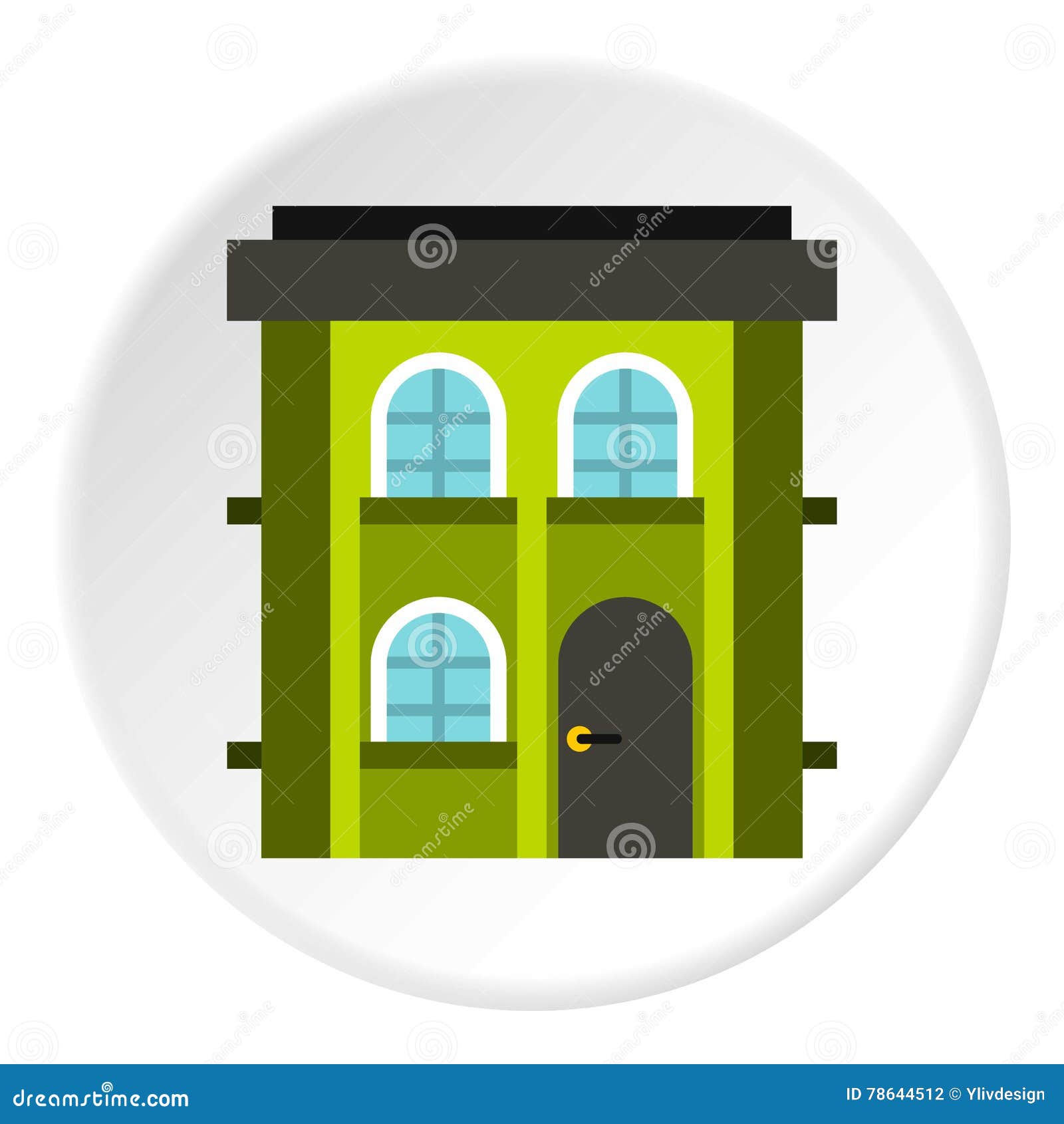 Two Storey Residential House Icon, Flat Style Stock Vector ...