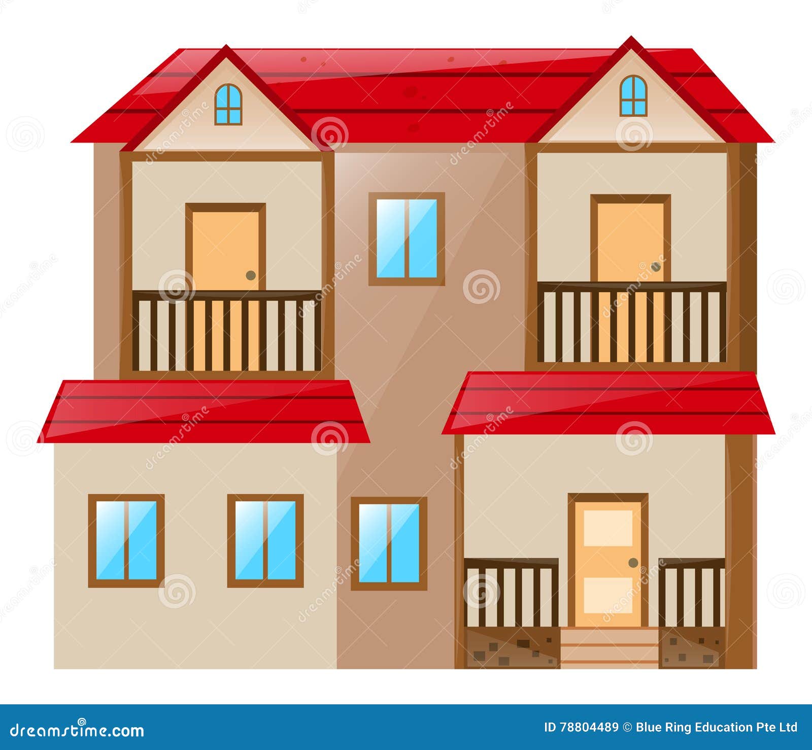 Two Stories House on White Background Stock Vector - Illustration of ...