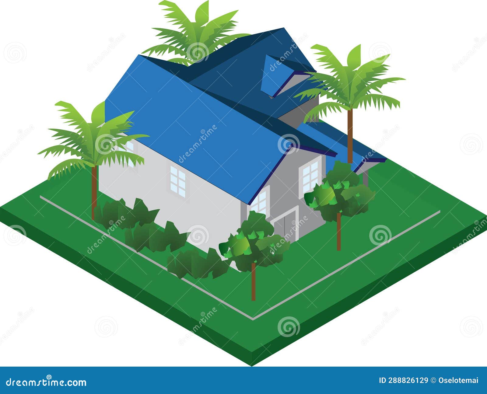 Two-story Home with Greenery, Trees, and a Residential Structure Stock ...