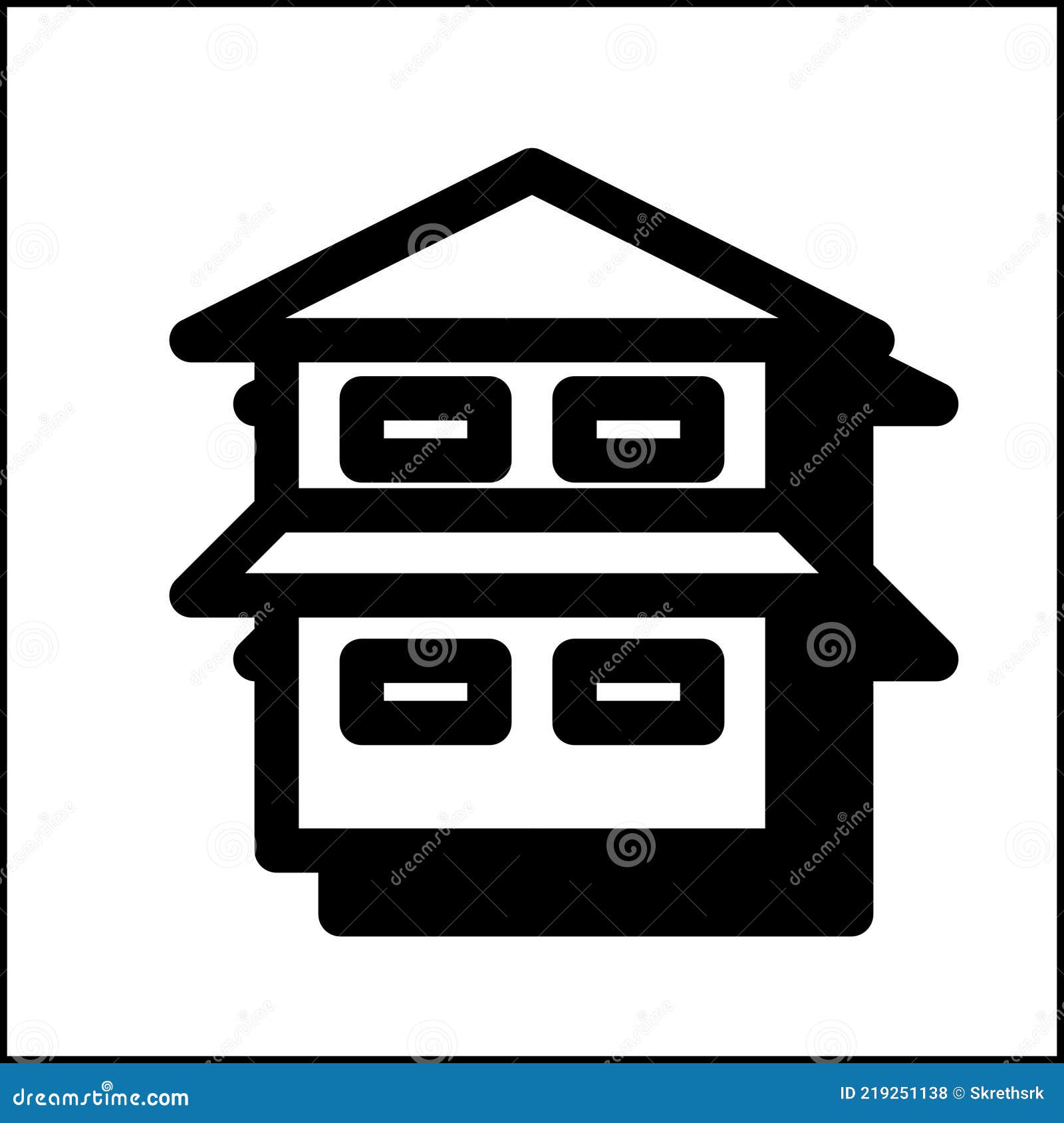 Two Story House Icon in Flat Design 05 Stock Vector - Illustration of ...
