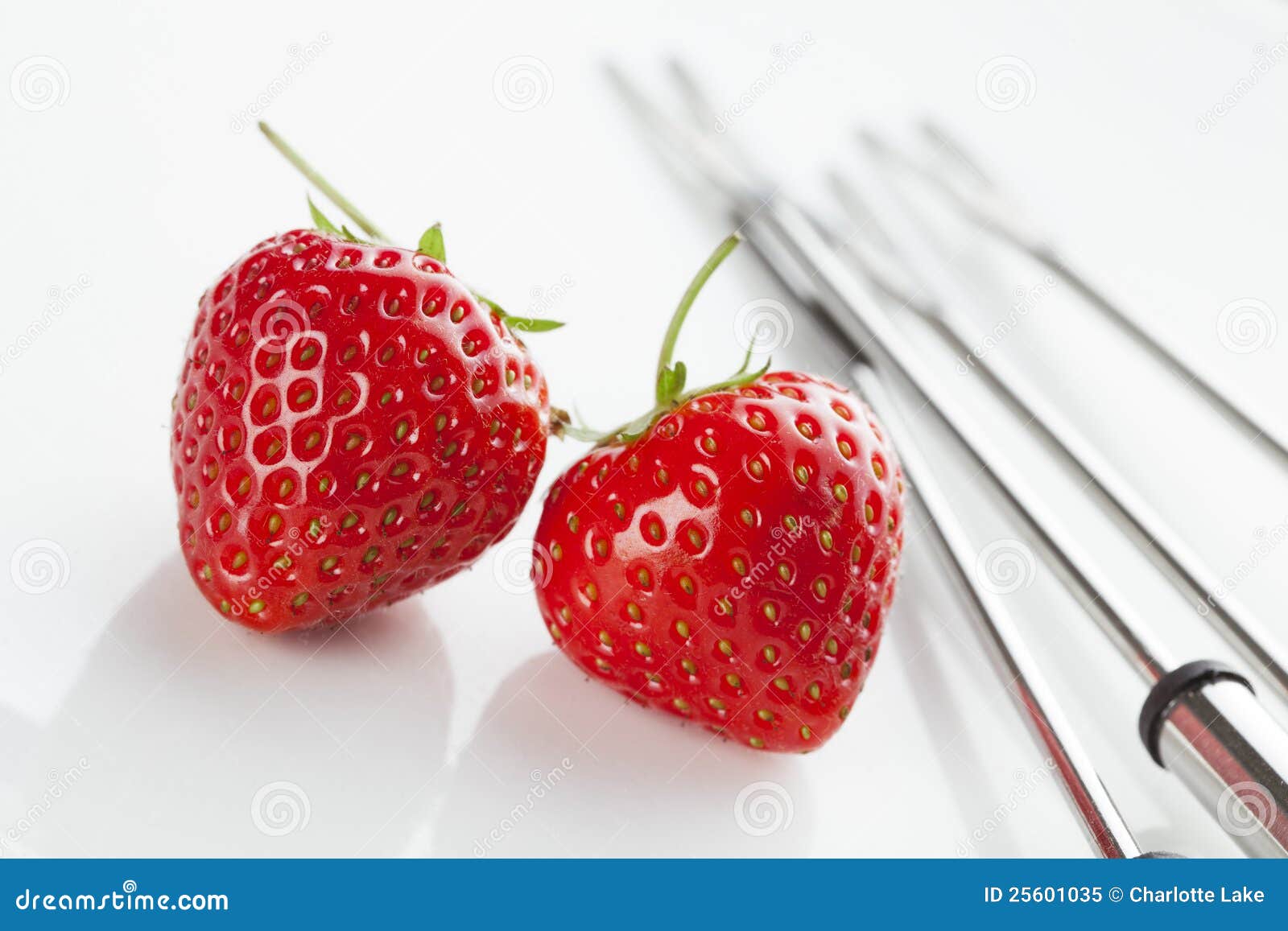 Two Strawberries stock image. Image of stick, food, fork - 25601035