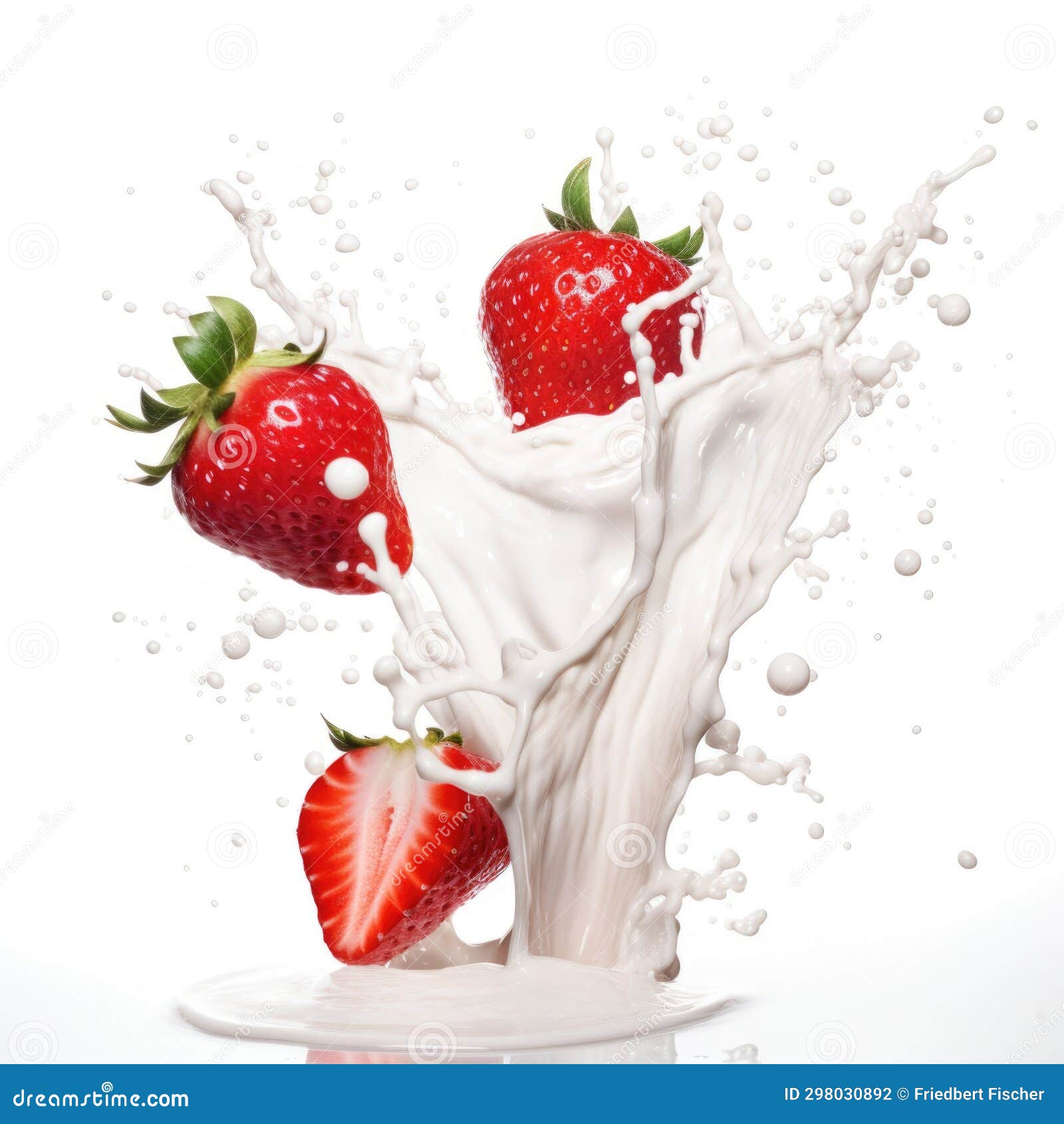 Two Strawberries Falling into a Glass of Milk Stock Photo - Image of ...