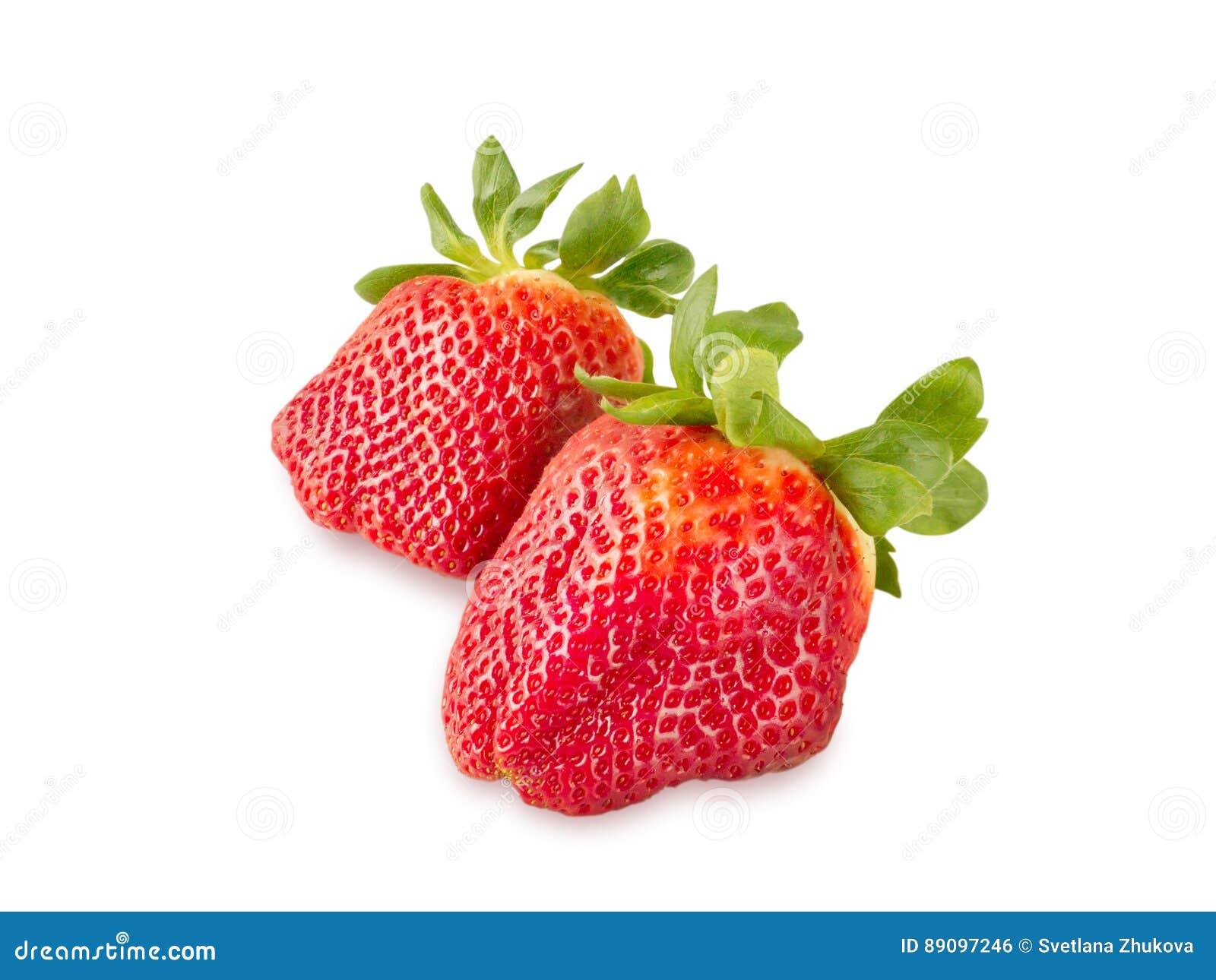 Two Strawberries Isolated on White Stock Photo - Image of summer, crop ...