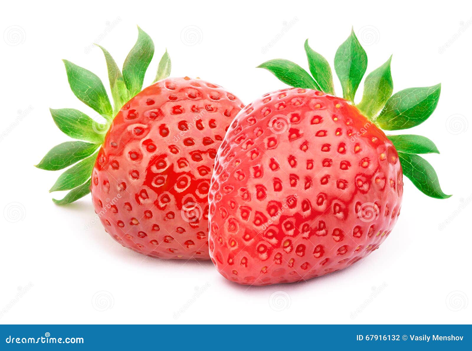 Two Strawberries with Leaves Isolated Stock Photo - Image of group ...