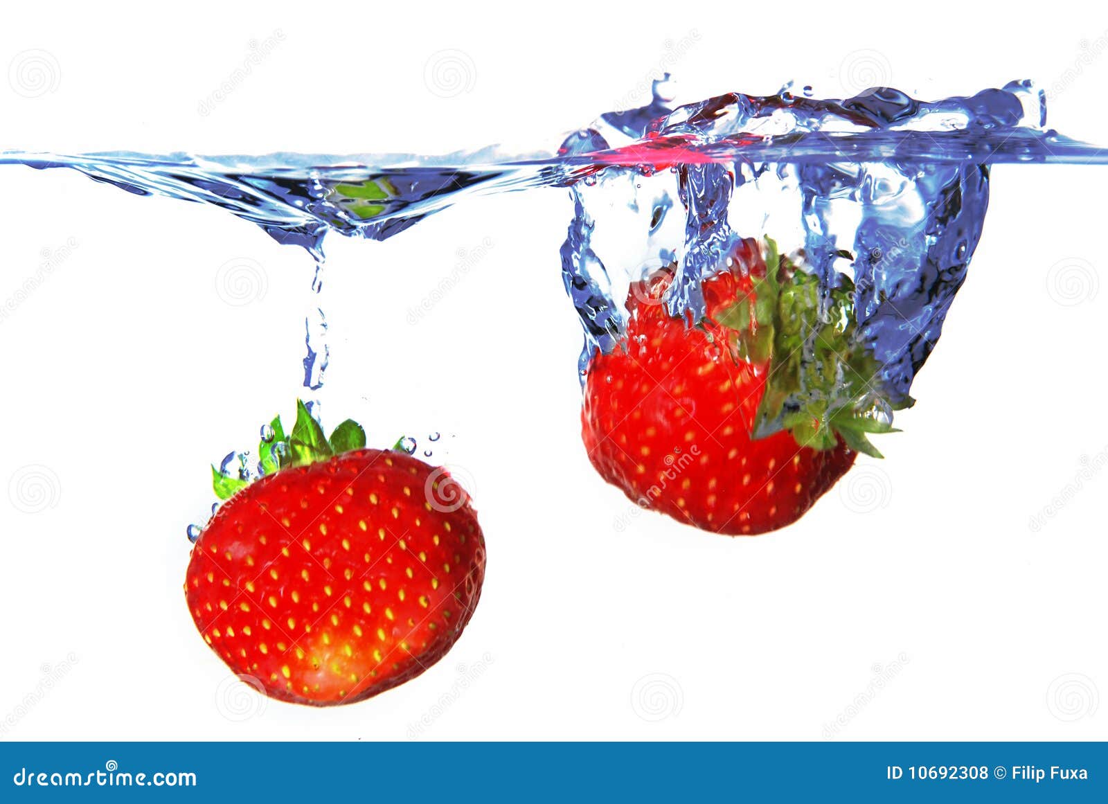 Two Strawberries in the Water Stock Photo - Image of macro, falling ...