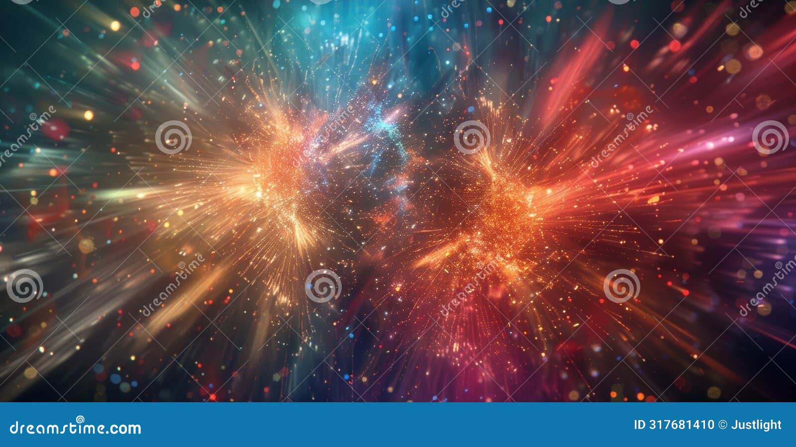 Two Streams of Particles Converge with Intense Force Creating a Vibrant ...