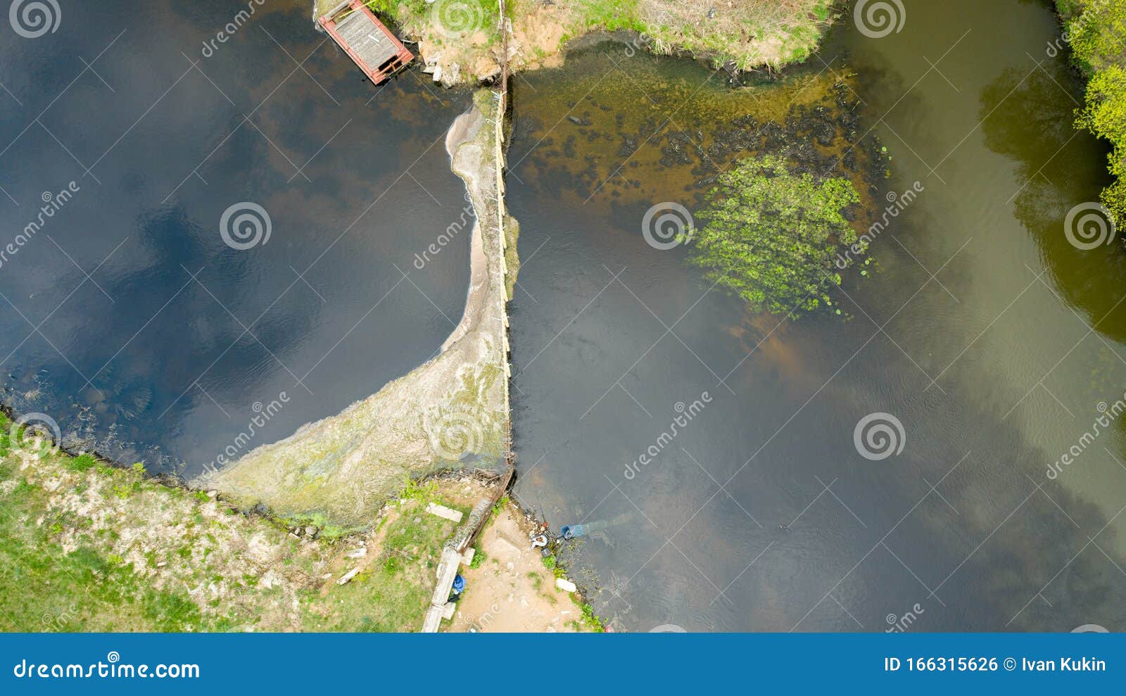 Two Streams of the River are Joined Together by Dirty and Clean Water ...