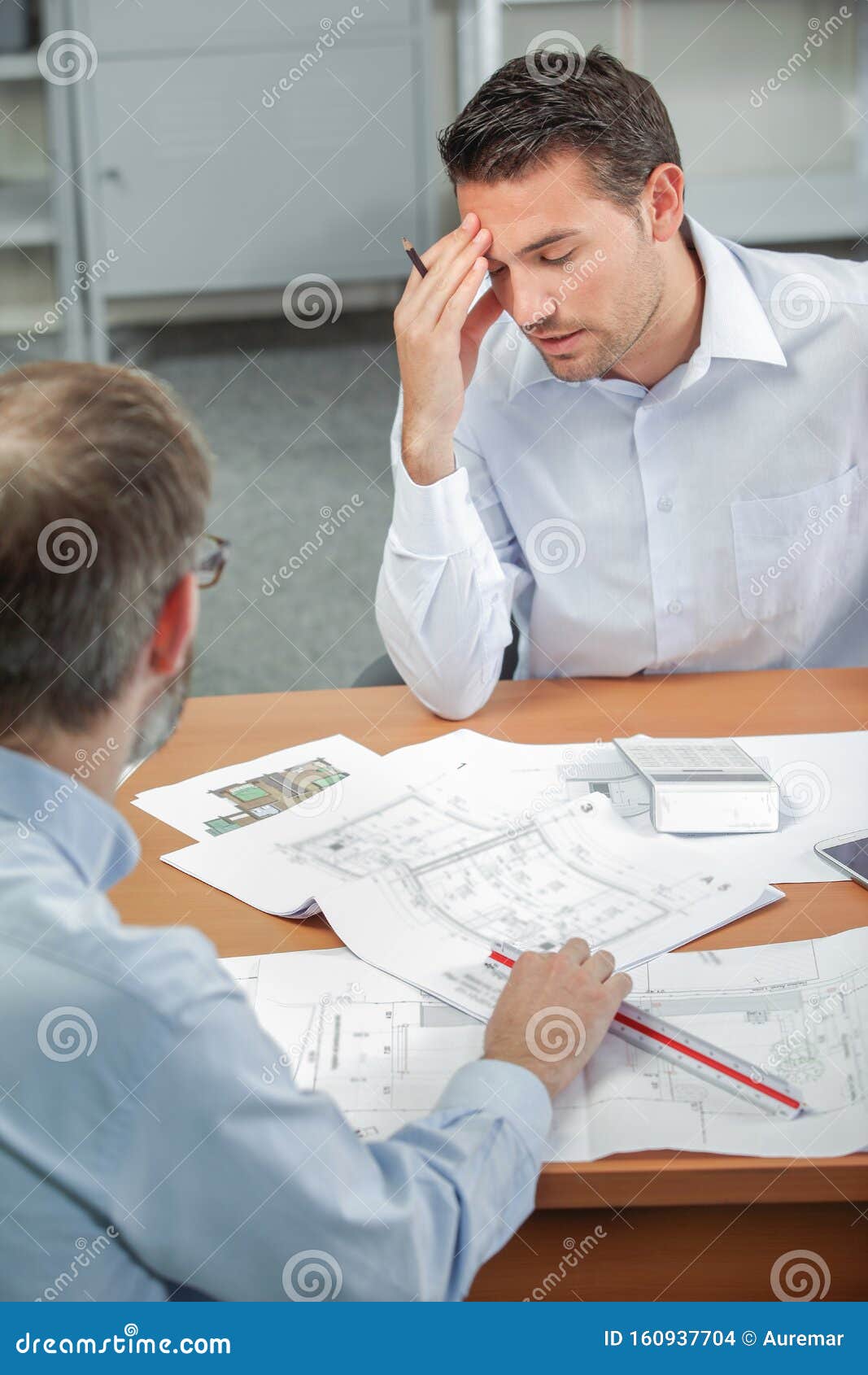 Two Stressed Architects during Meeting Stock Photo - Image of ...