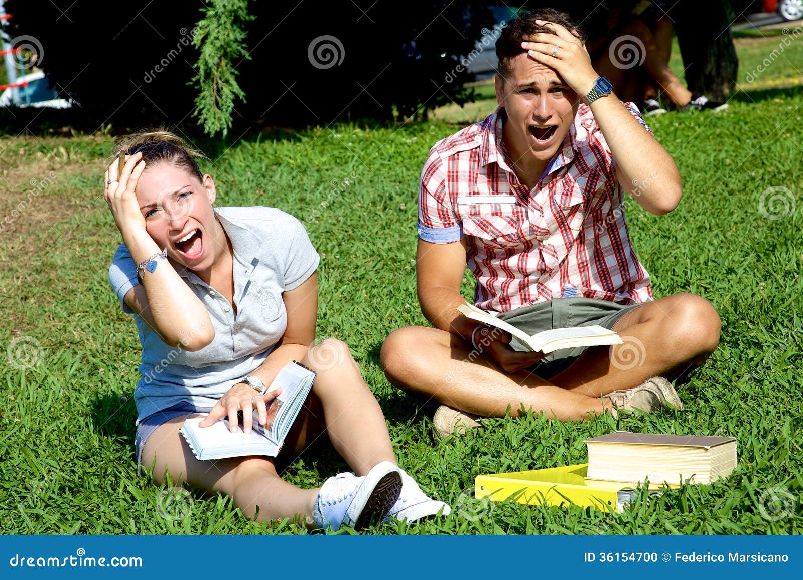 Two Stressed Out Students Shouting Stock Photo - Image of learning ...