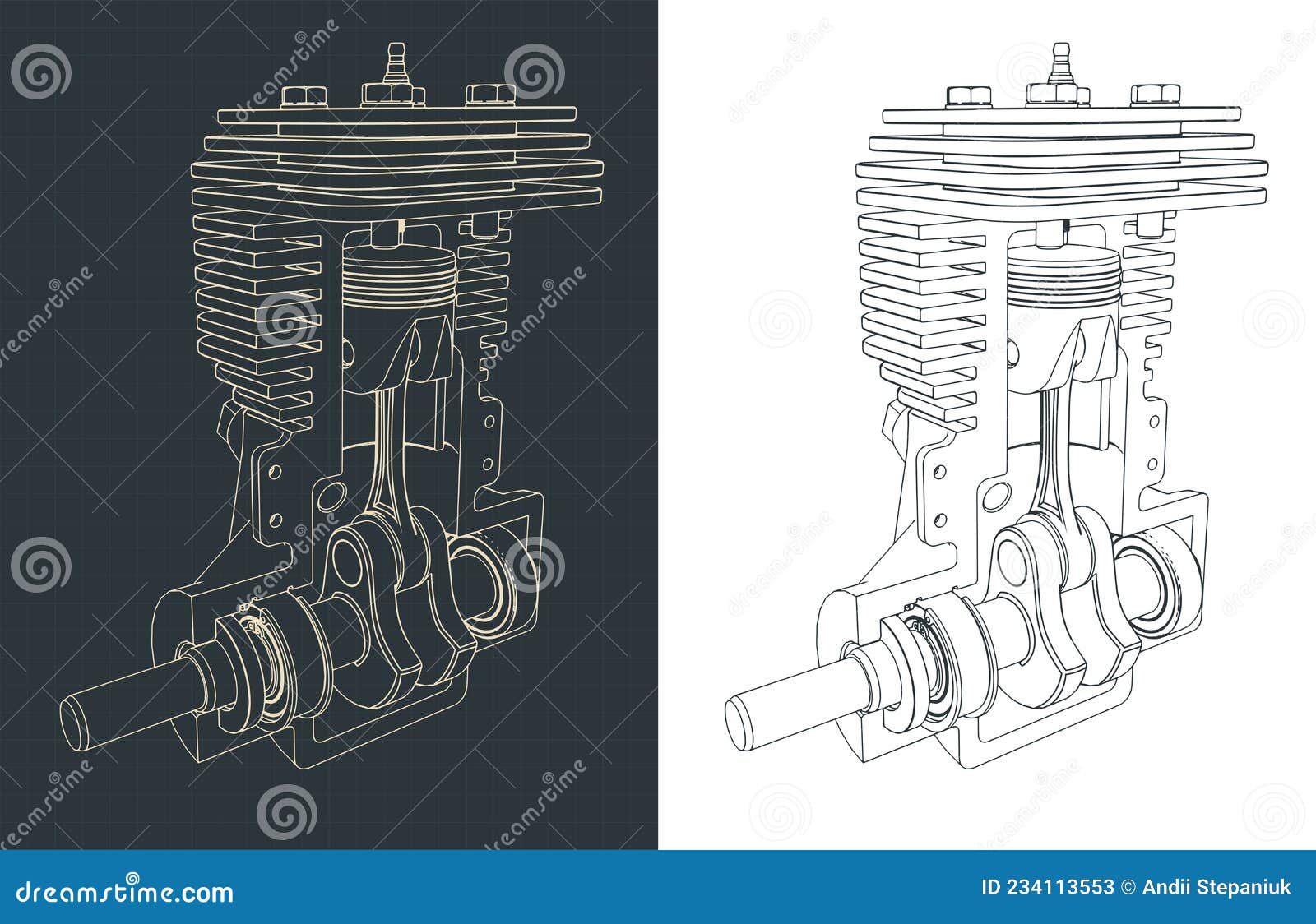 Two-stroke engine drawings stock vector. Illustration of gasoline ...