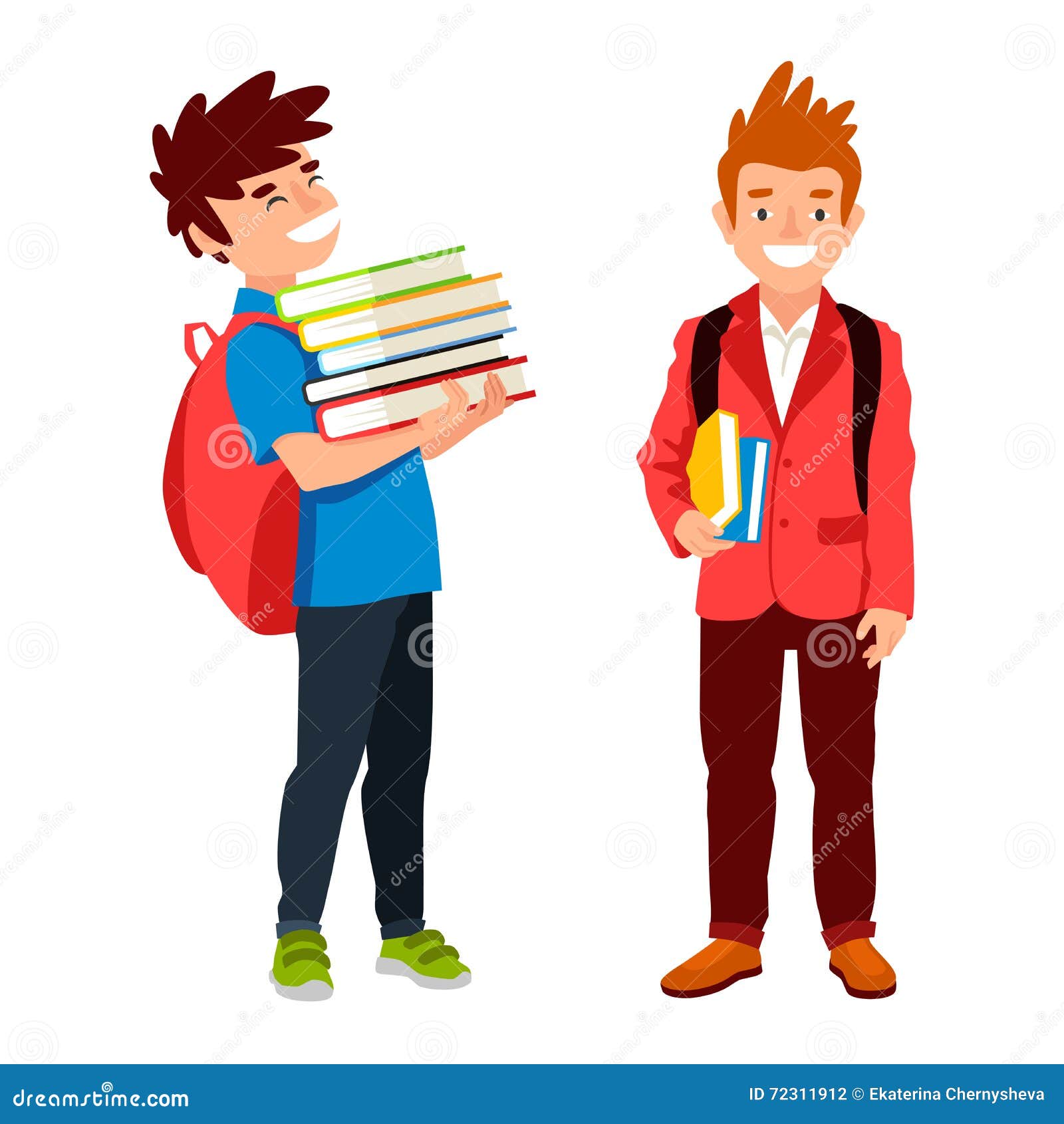 Two Student with Backpack and Books Stock Vector - Illustration of book ...