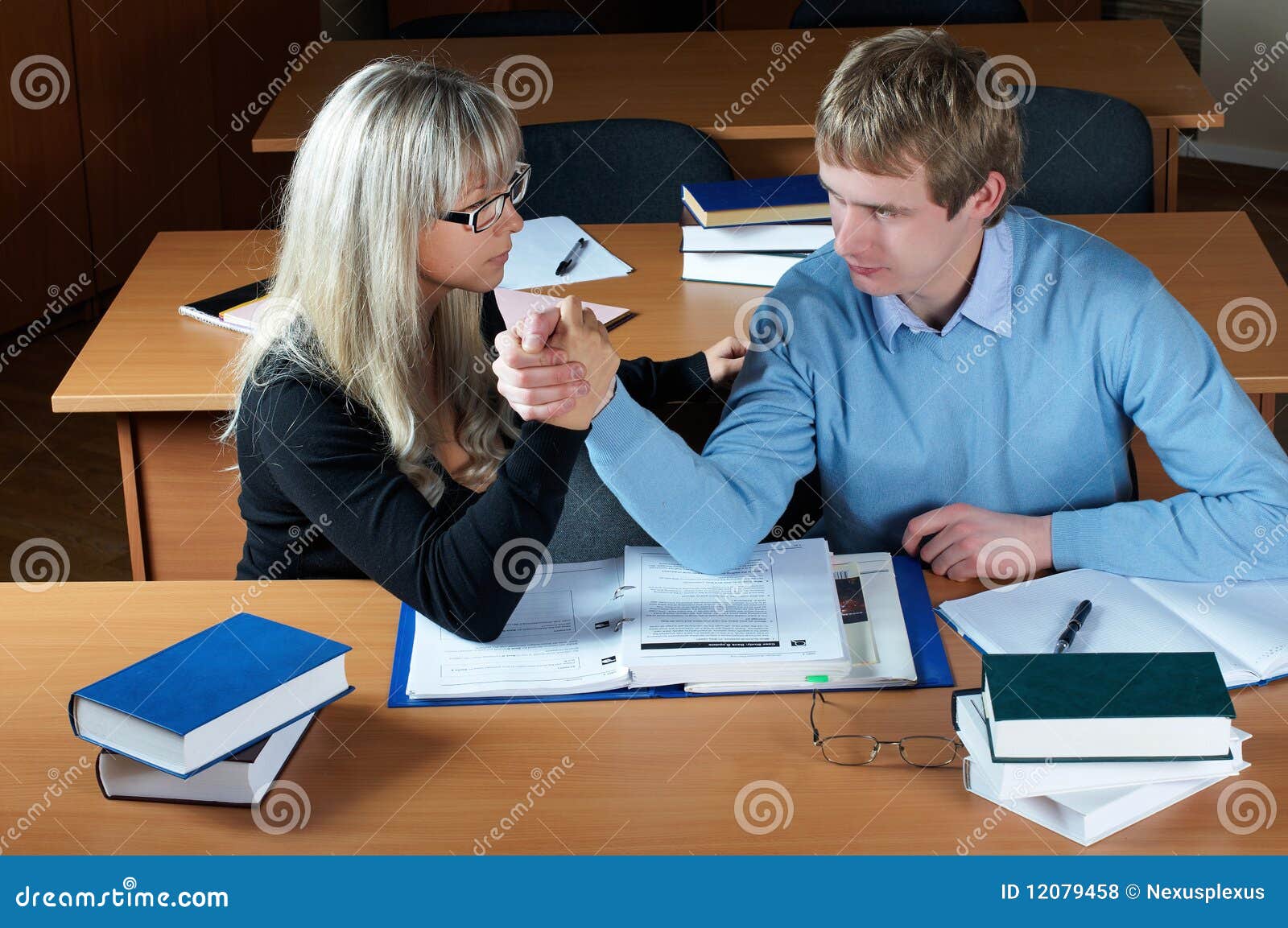 Two student in classroom stock photo. Image of high, medium - 12079458