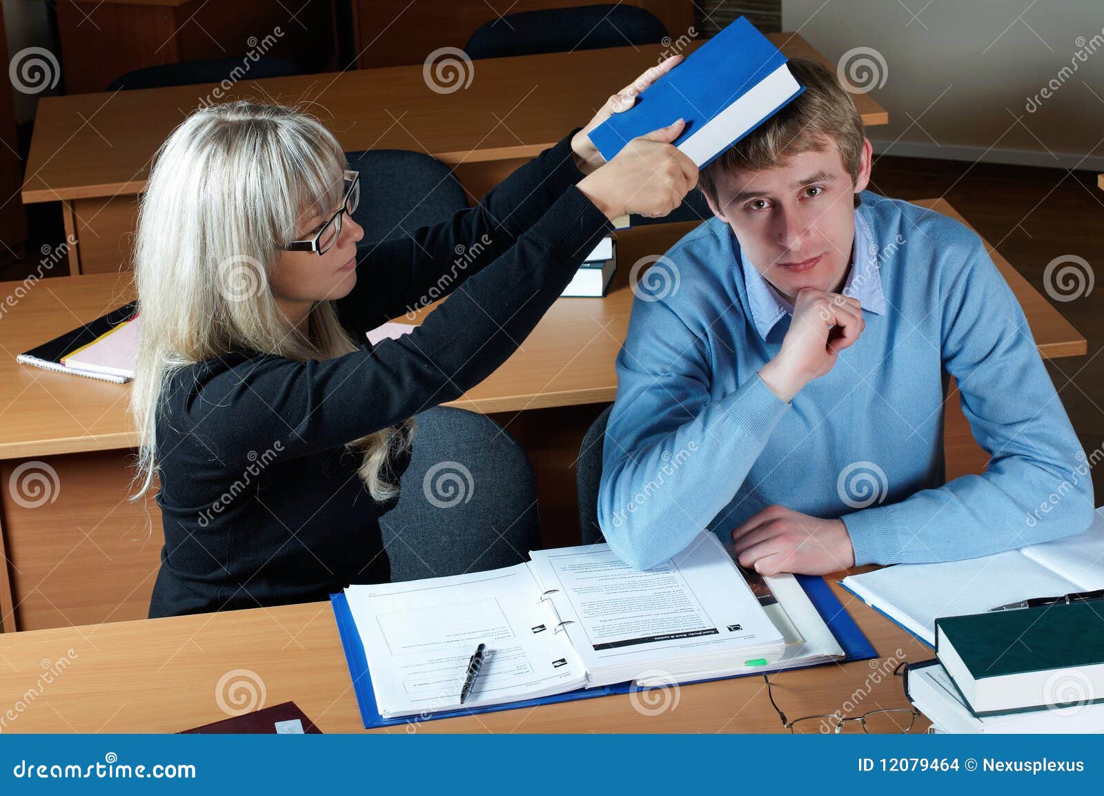 Two student in classroom stock photo. Image of communications - 12079464