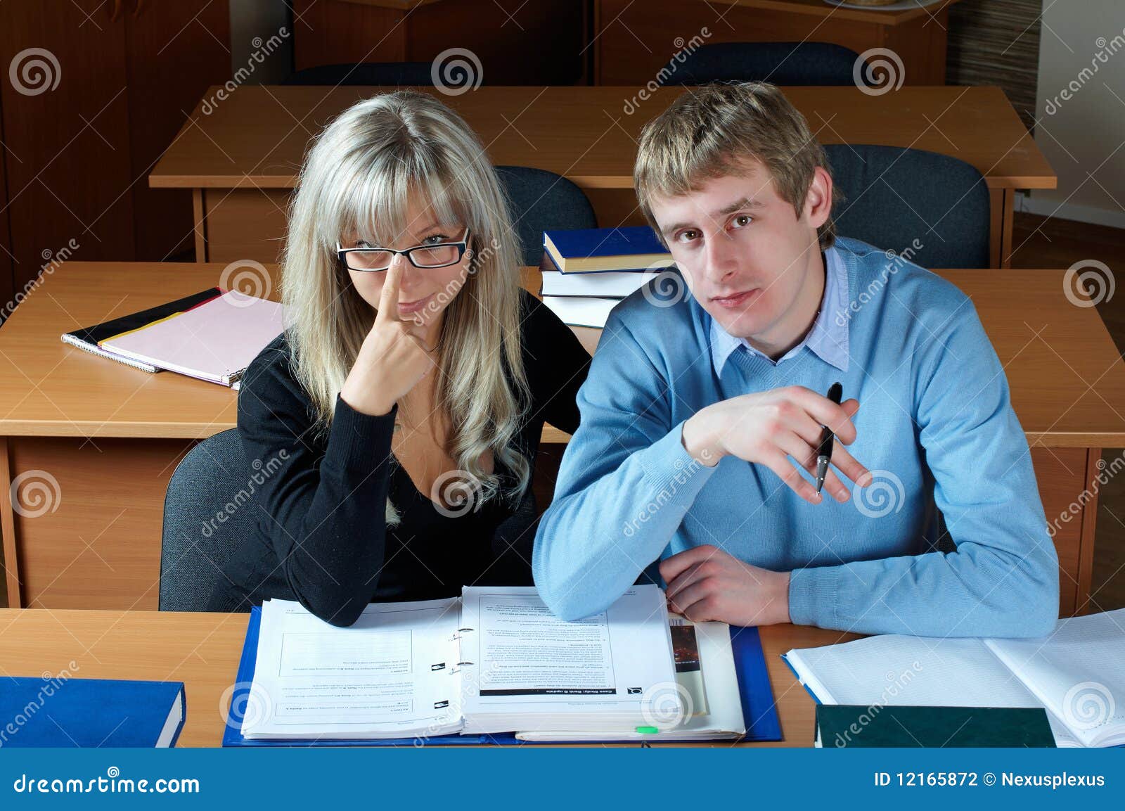 Two student in classroom stock photo. Image of late, cooperation - 12165872