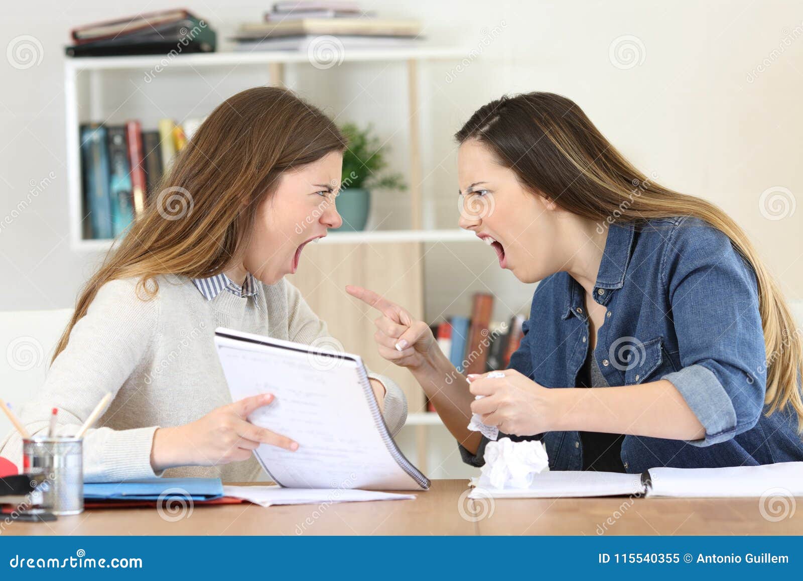 Two Students Arguing Doing Homework Stock Image - Image of feeling ...