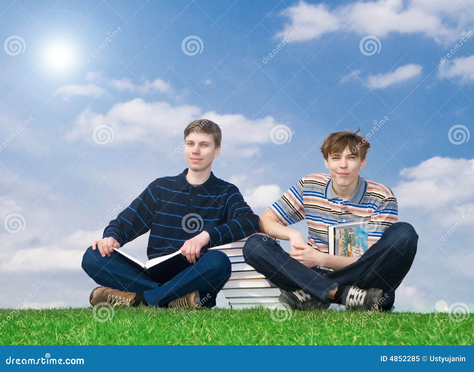 The Two Students with the Book Stock Image - Image of people, beauty ...