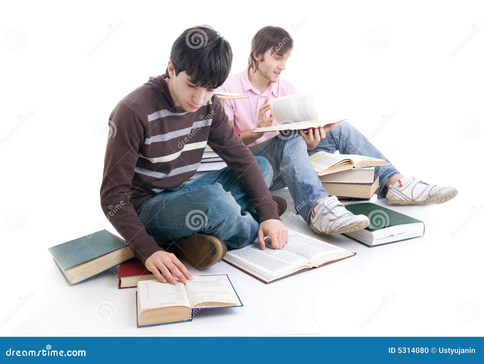 The Two Students with the Books Isolated Stock Photo - Image of person ...