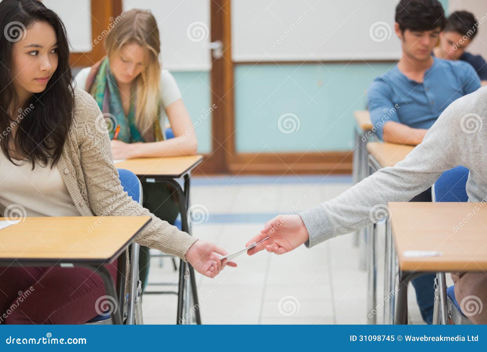 Two Students Cheating in the Classroom Stock Image - Image of cheating ...
