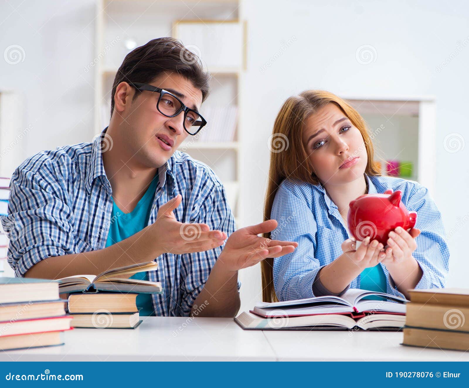 Two Students Checking Savings To Pay for Education Stock Photo - Image ...