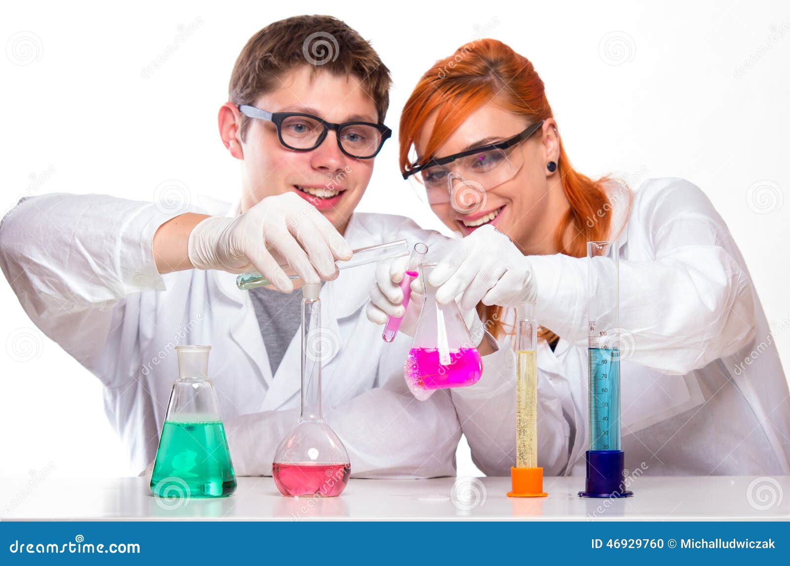 Two Students in Chemistry Lab Doing Reactions Stock Photo - Image of ...