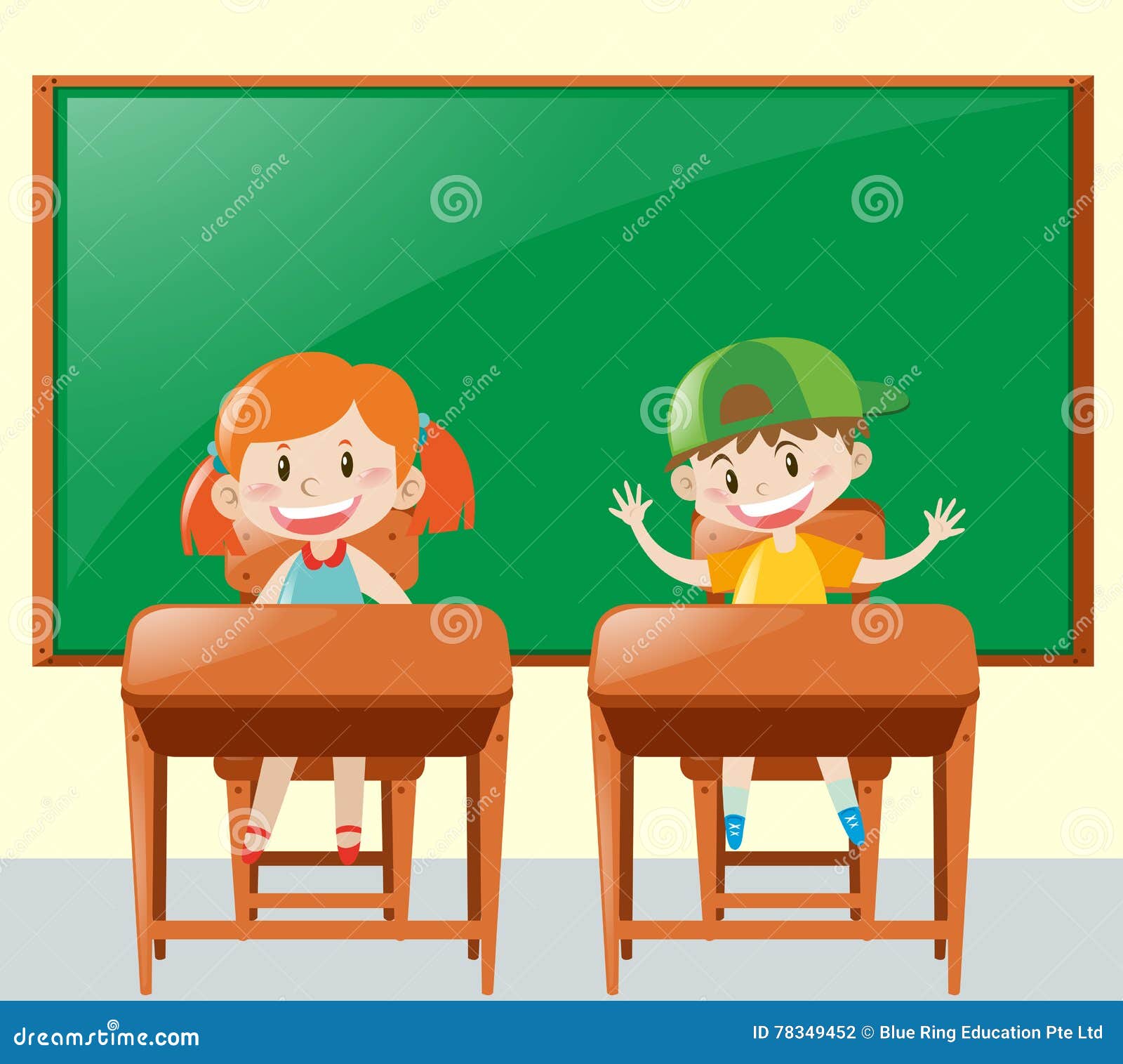 Two Students in the Classroom Stock Vector - Illustration of table ...