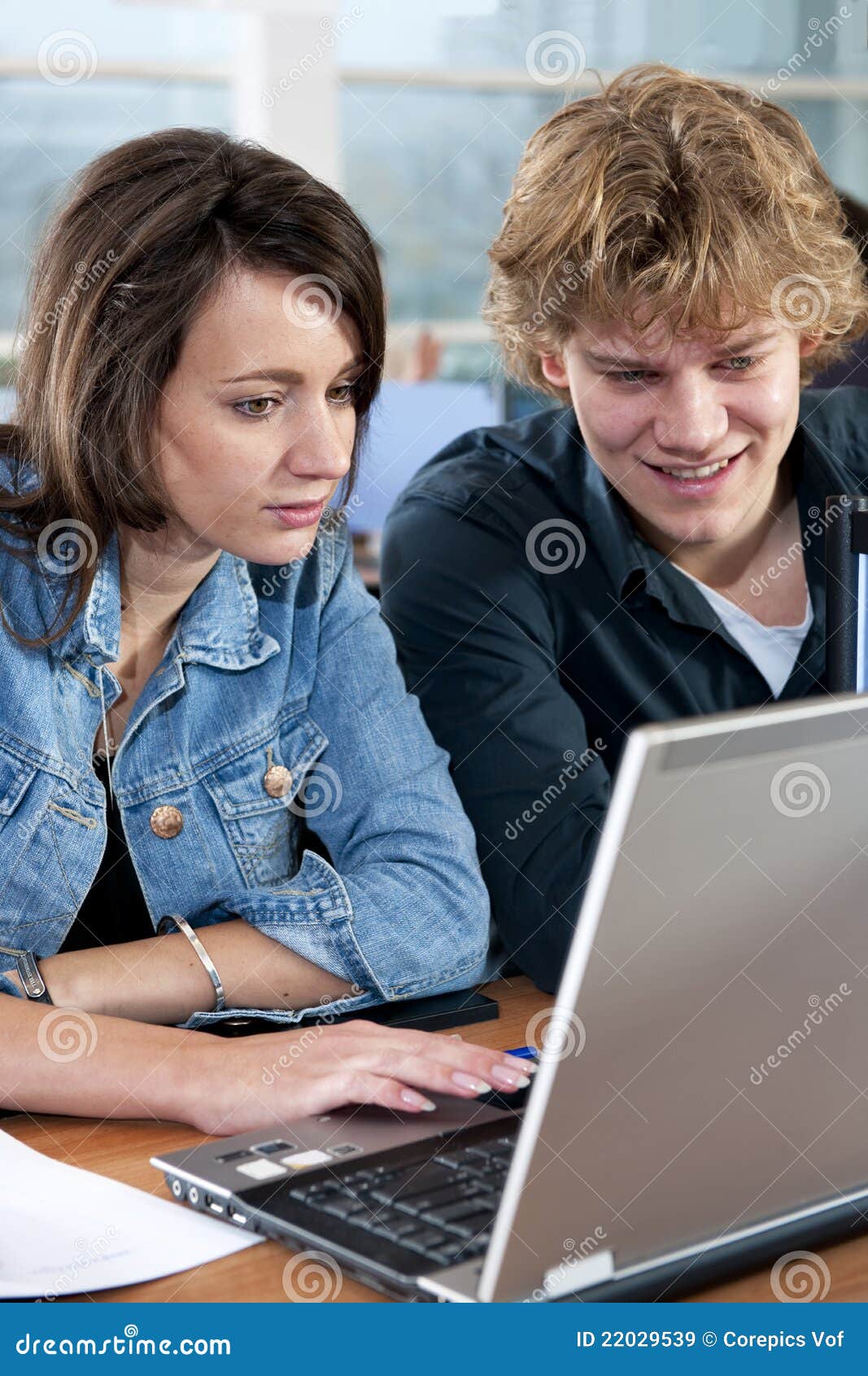 Two students cooperating stock image. Image of people - 22029539