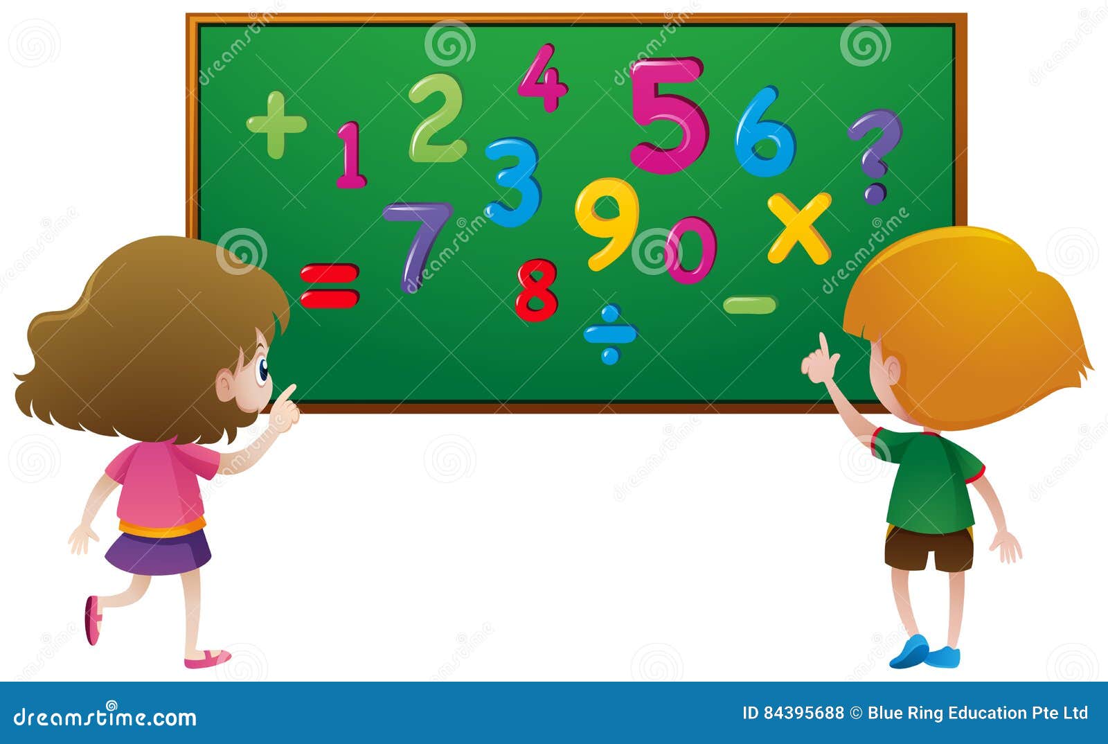 Two Students Counting Numbers on Board Stock Vector - Illustration of ...