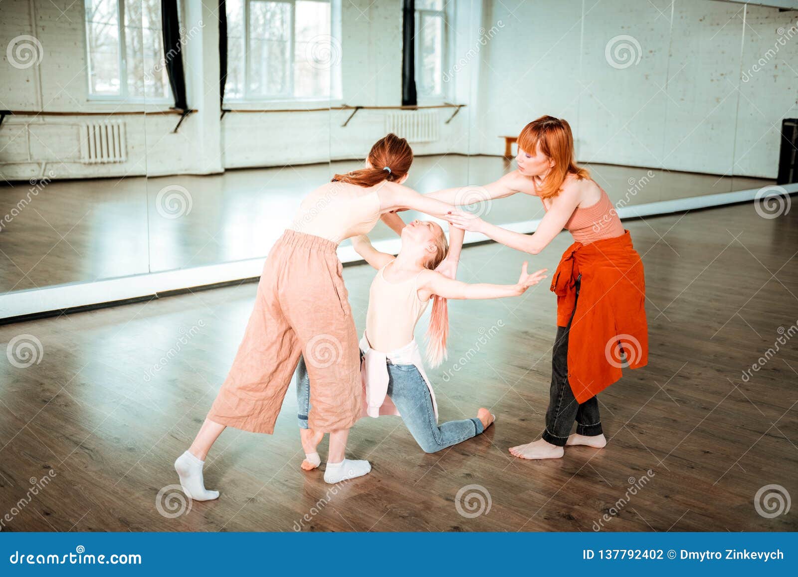 Two Students of a Dance School Working Under a New Dance in the Studio ...