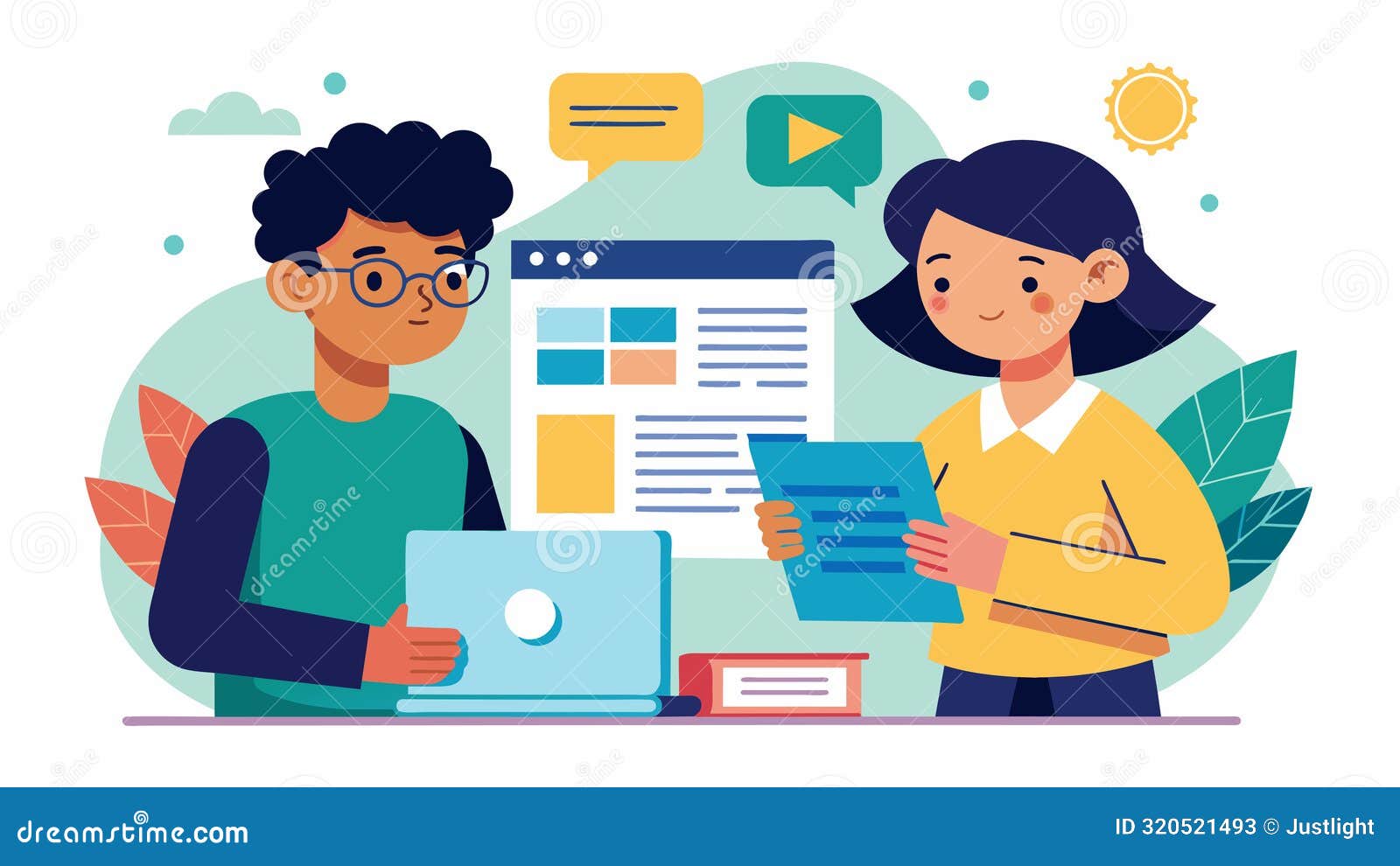 Two Students Designing The Graphics And Visuals For An Eyecatching ...