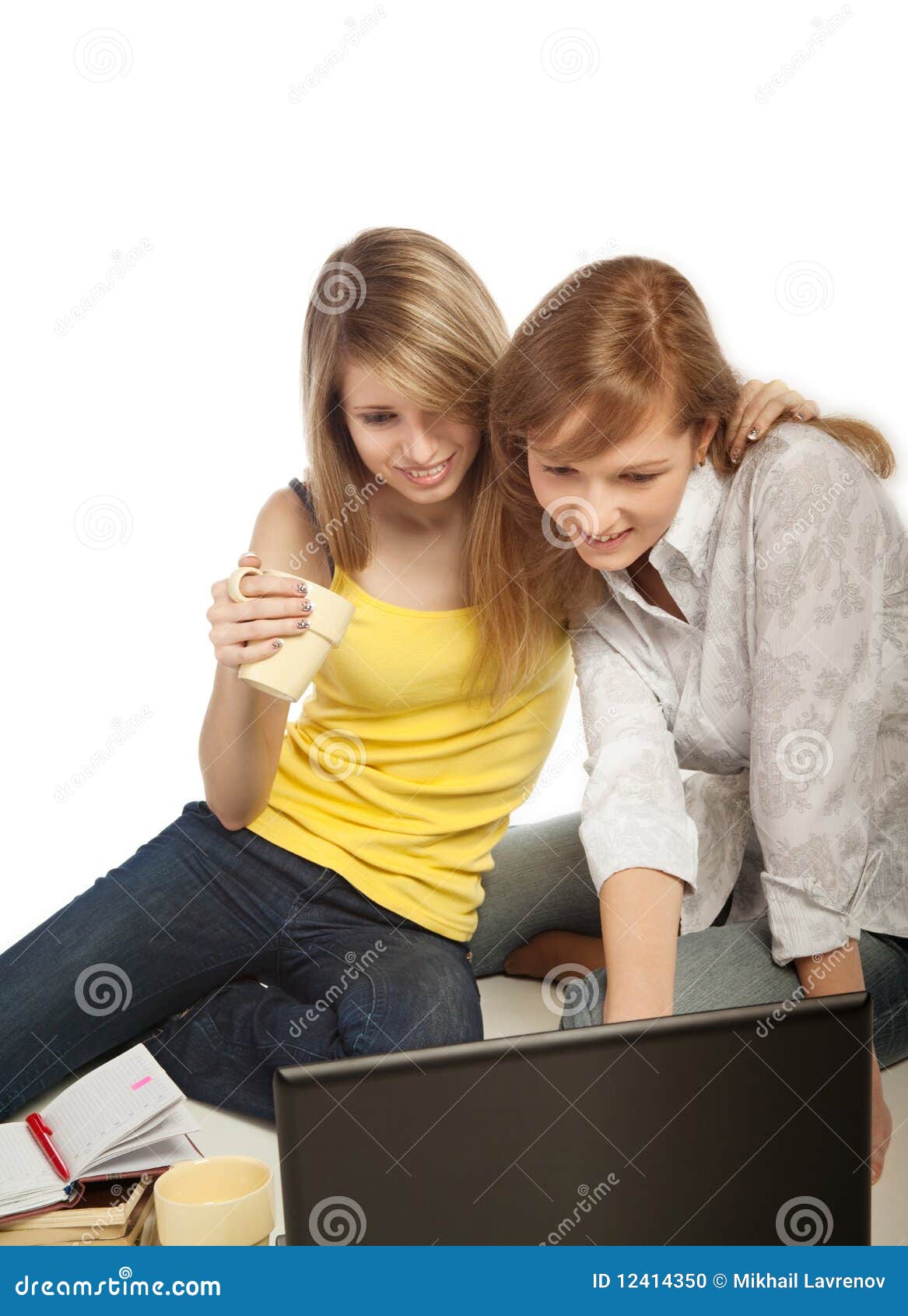 Two Students Doing Homework Together Stock Photo - Image of amused ...