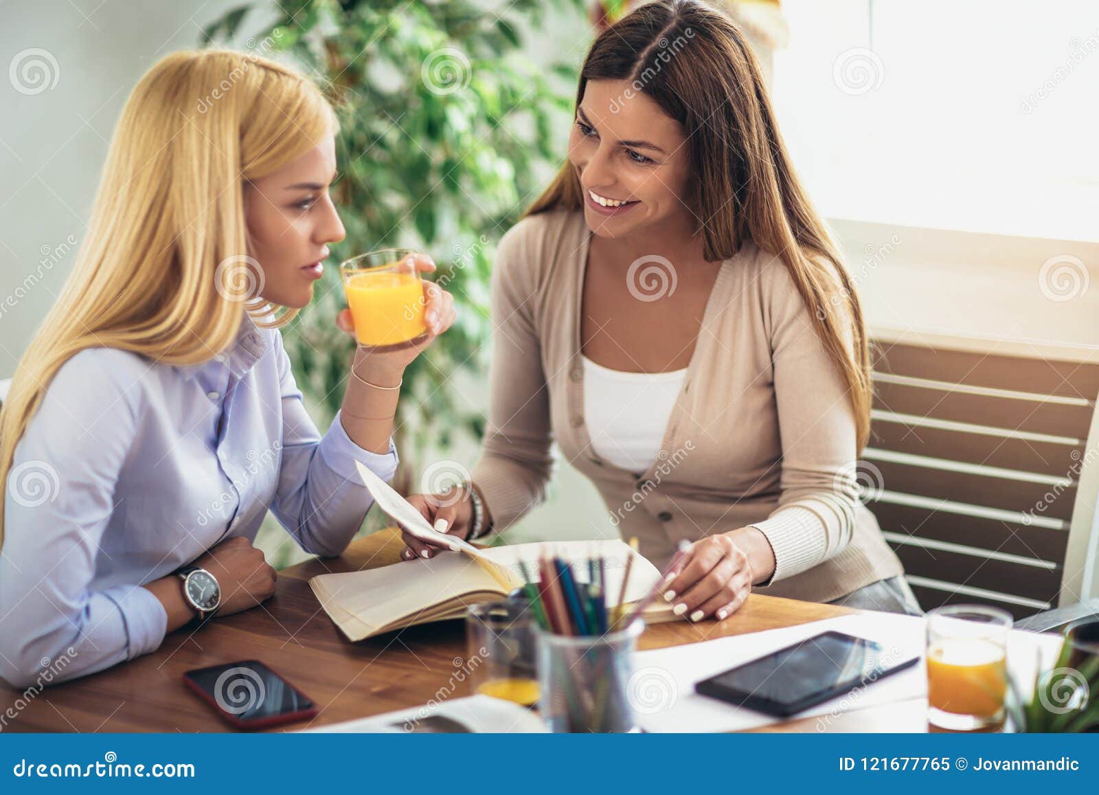 Two Students Doing Homework Together and Helping Each Other Stock Image ...