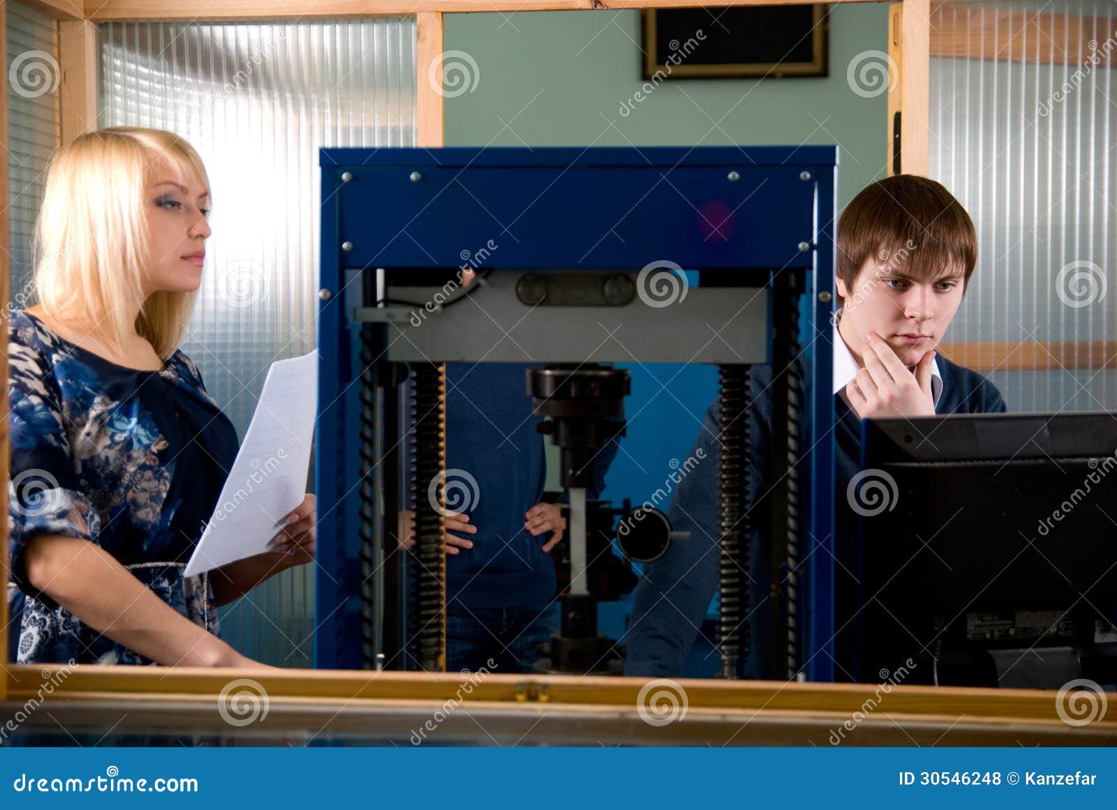 Two Students in Front of a Monitor in Practice Stock Photo - Image of ...