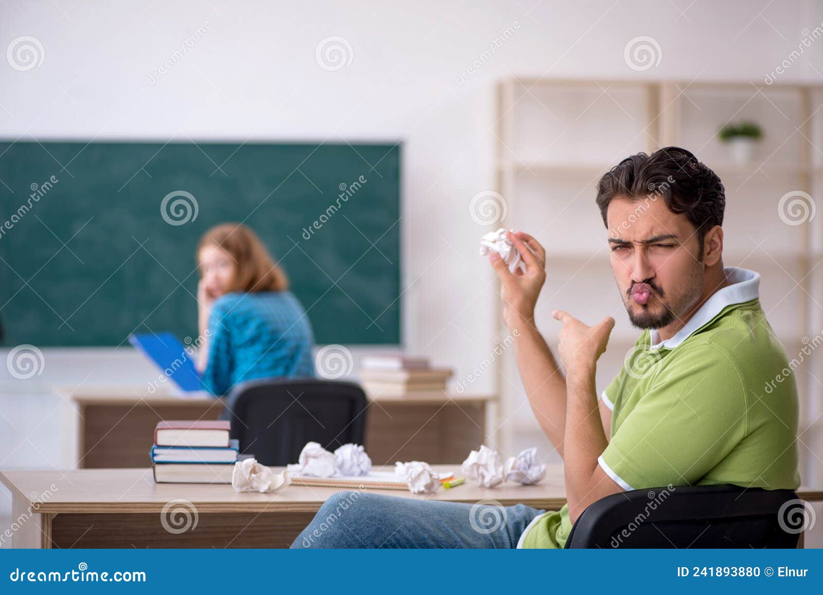 Two Students Having Fun in the Classroom Stock Photo - Image of female ...