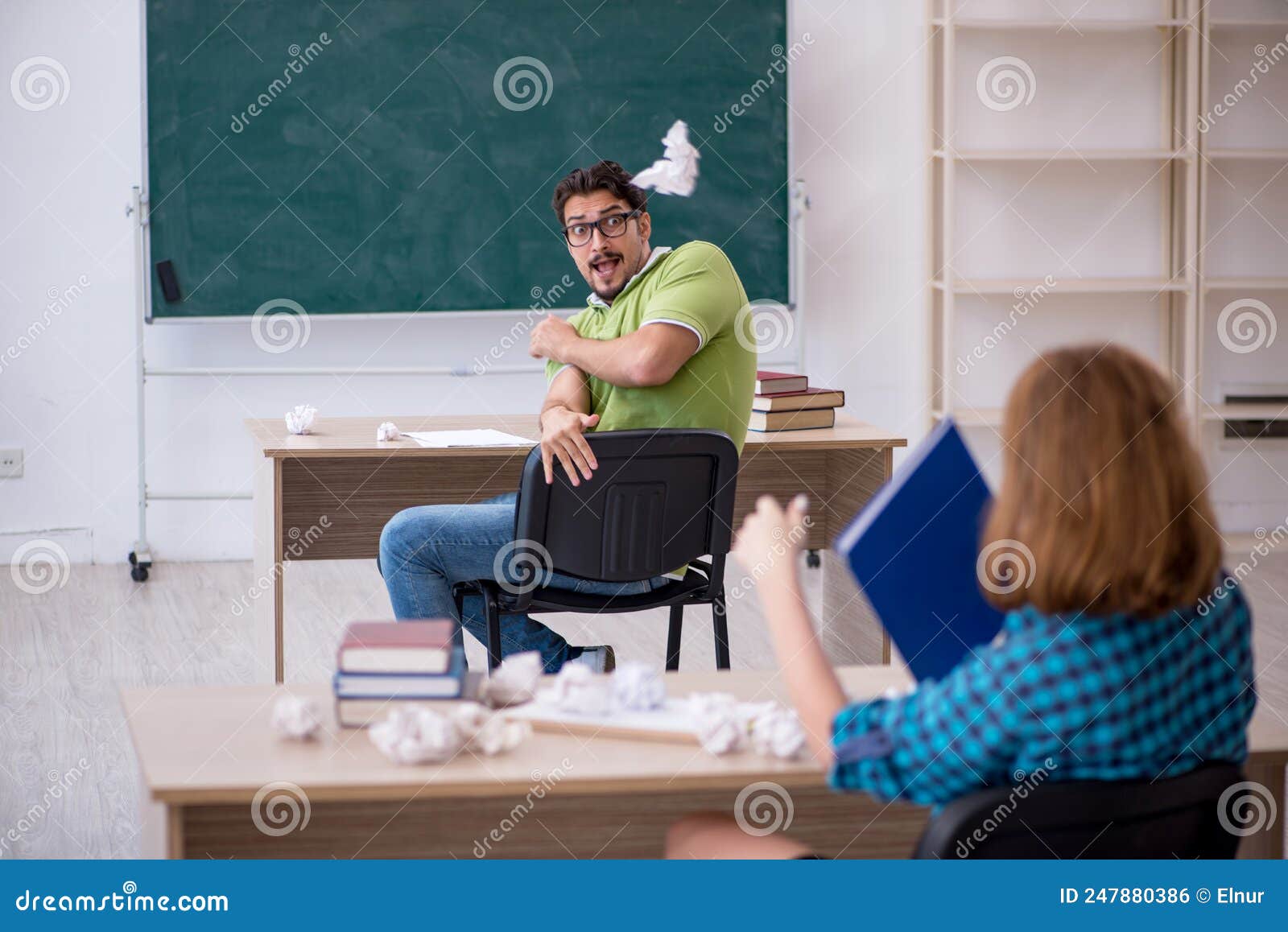 Two Students Having Fun in the Classroom Stock Photo - Image of funny ...