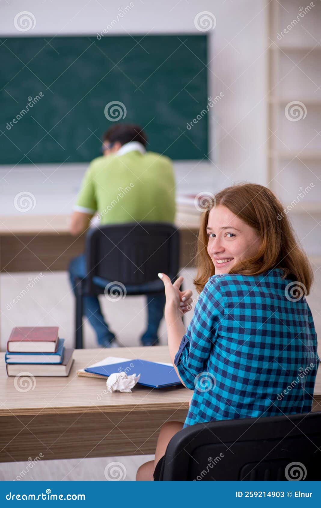 Two Students Having Fun in the Classroom Stock Image - Image of ...